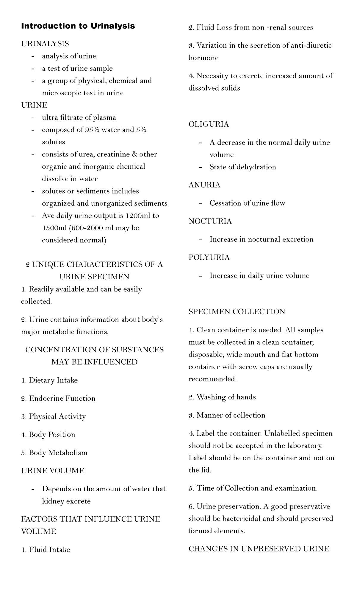 AUBF - Intro to Urinalysis: Key Concepts in Medical Lab Science - Studocu