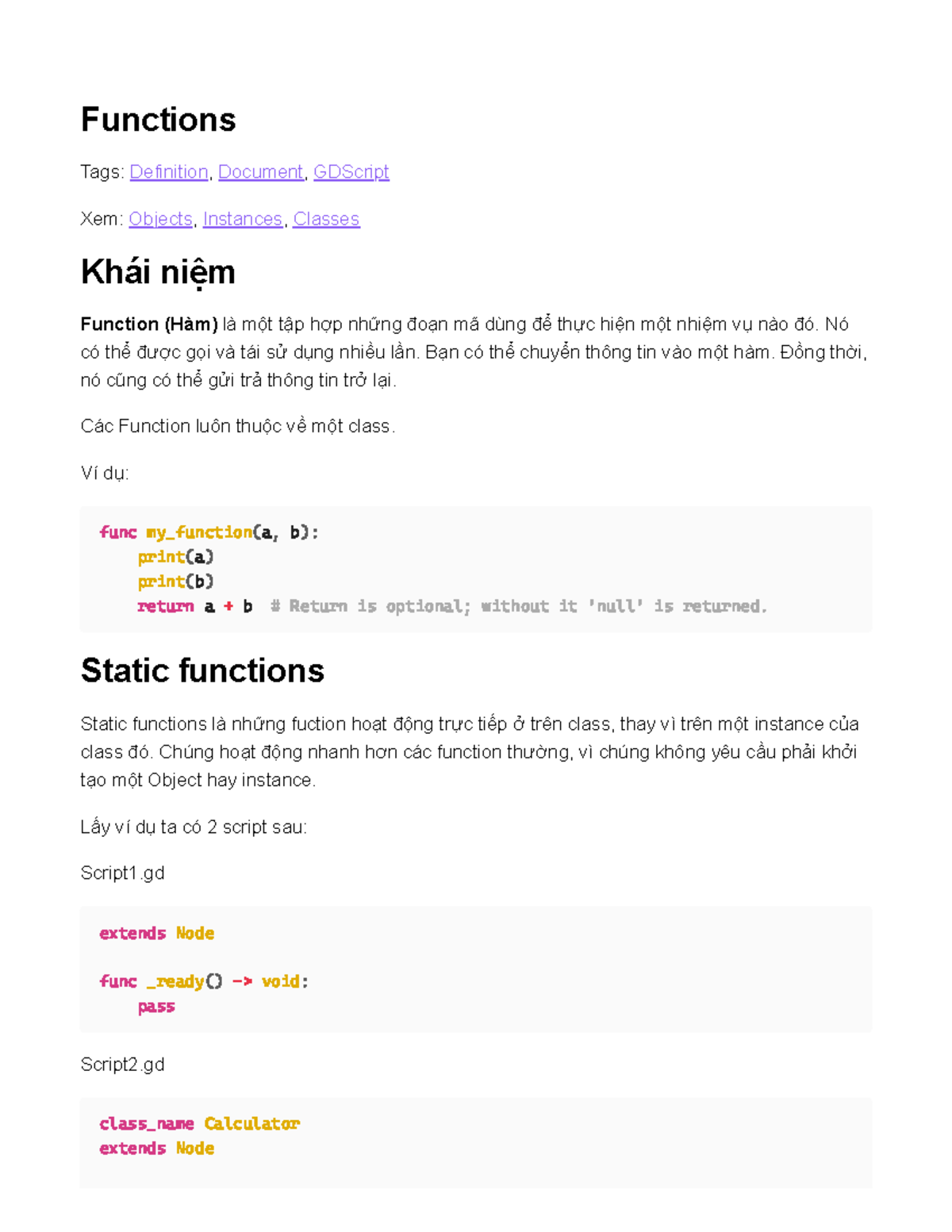 Functions Null Functions Tags Definition Document Gdscript Xem Objects Instances
