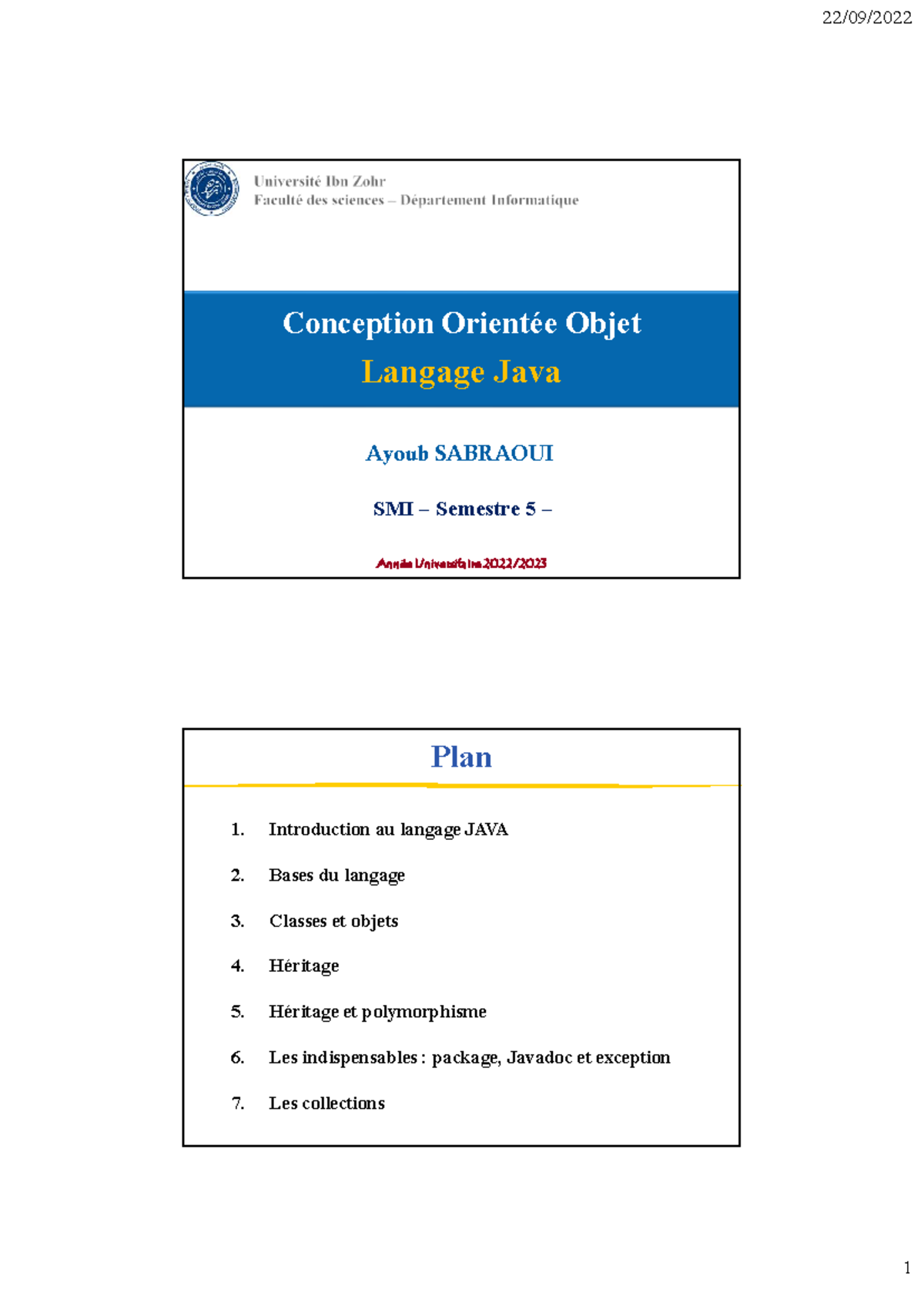 POO et Java : Conception et Développement SMI 5 - Année 2022 - Studocu