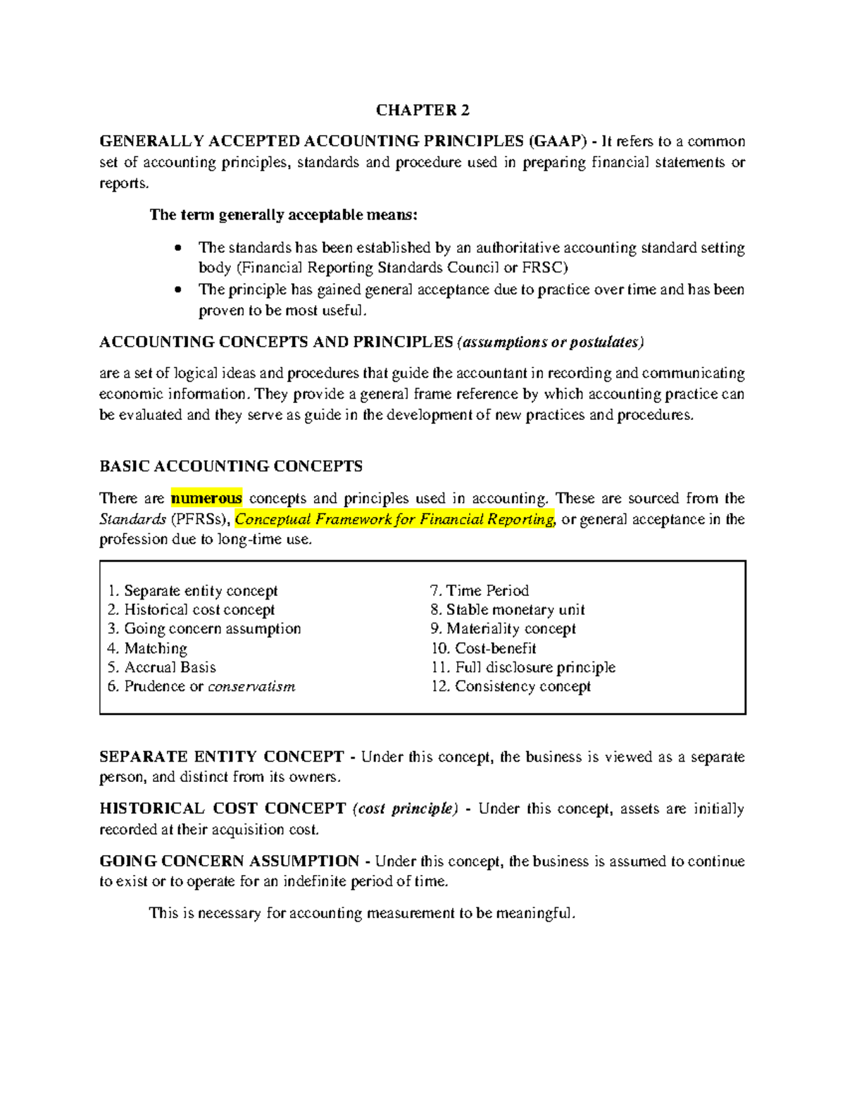 Chapter 2 - Key Concepts in Accounting (GAAP and Principles) - Studocu