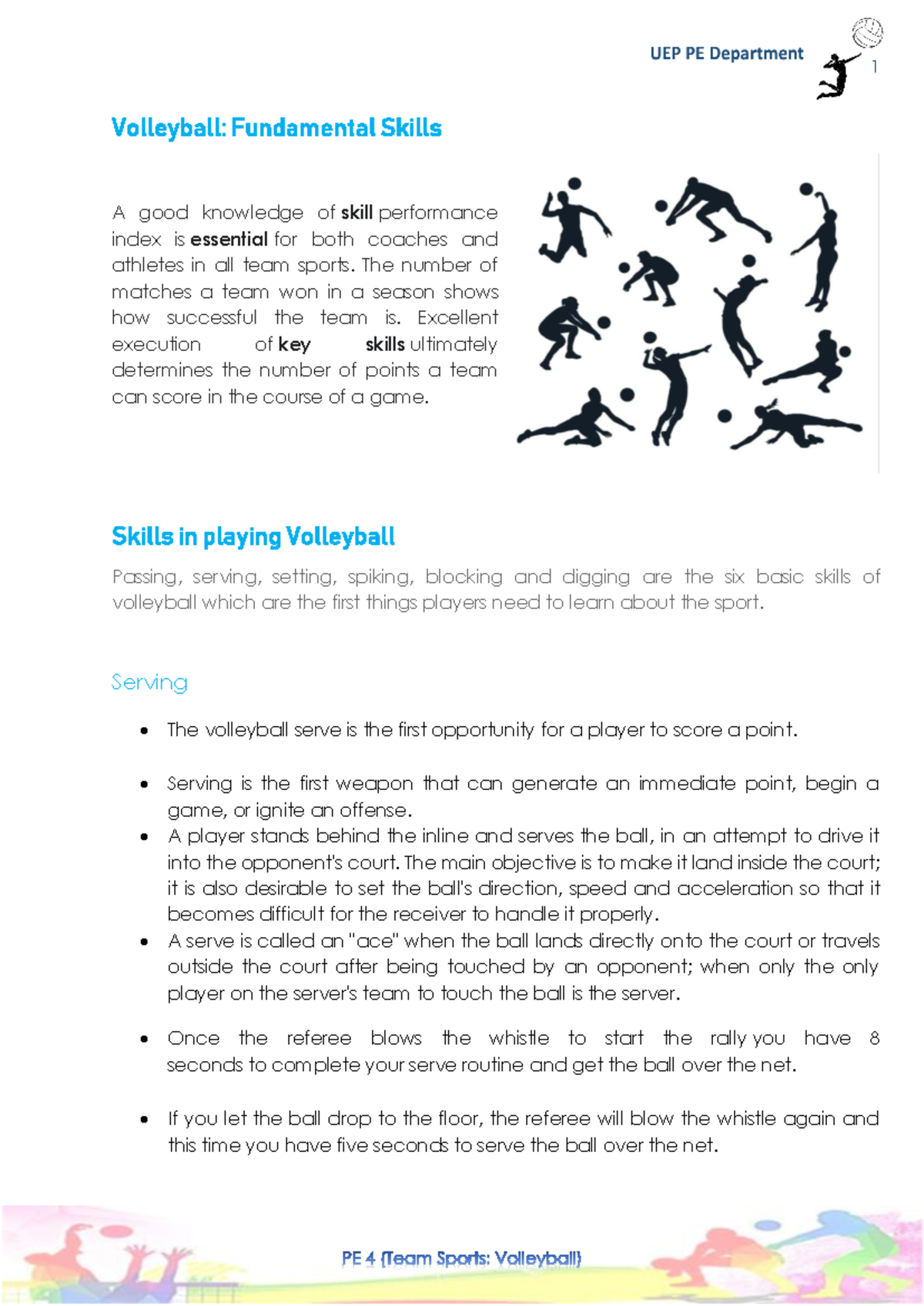 Pathfit 4 - Module 2 - Volleyball: Fundamental Skills A good knowledge ...