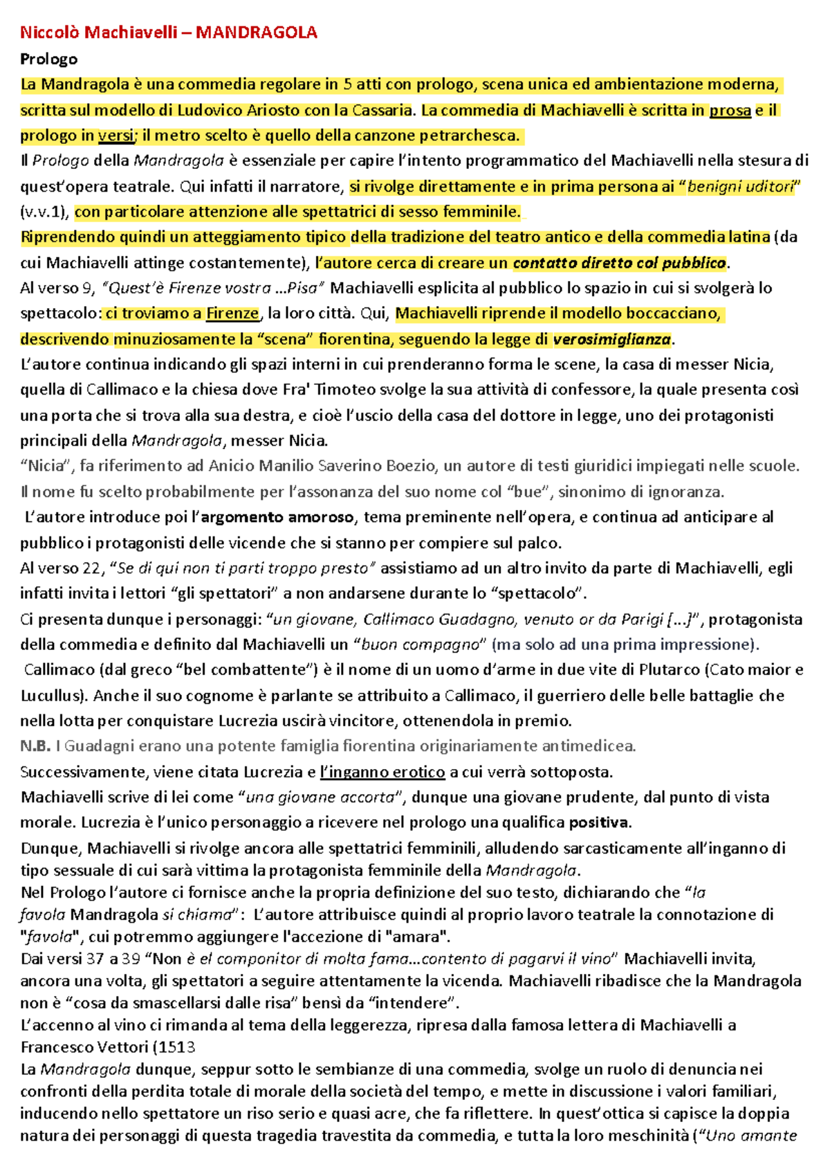Mandragola Completa - Niccolò Machiavelli – MANDRAGOLA Prologo La ...