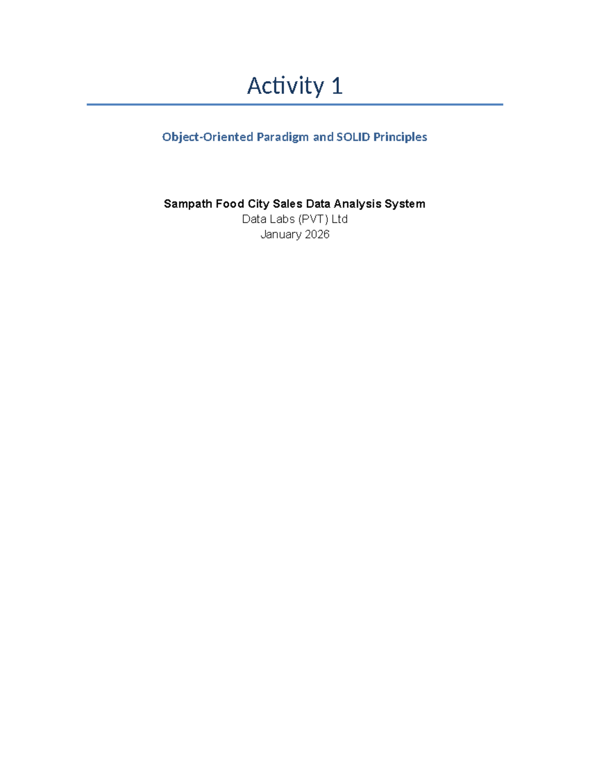 Activity 1: OOP SOLID Principles in Sampath Food City System Analysis ...