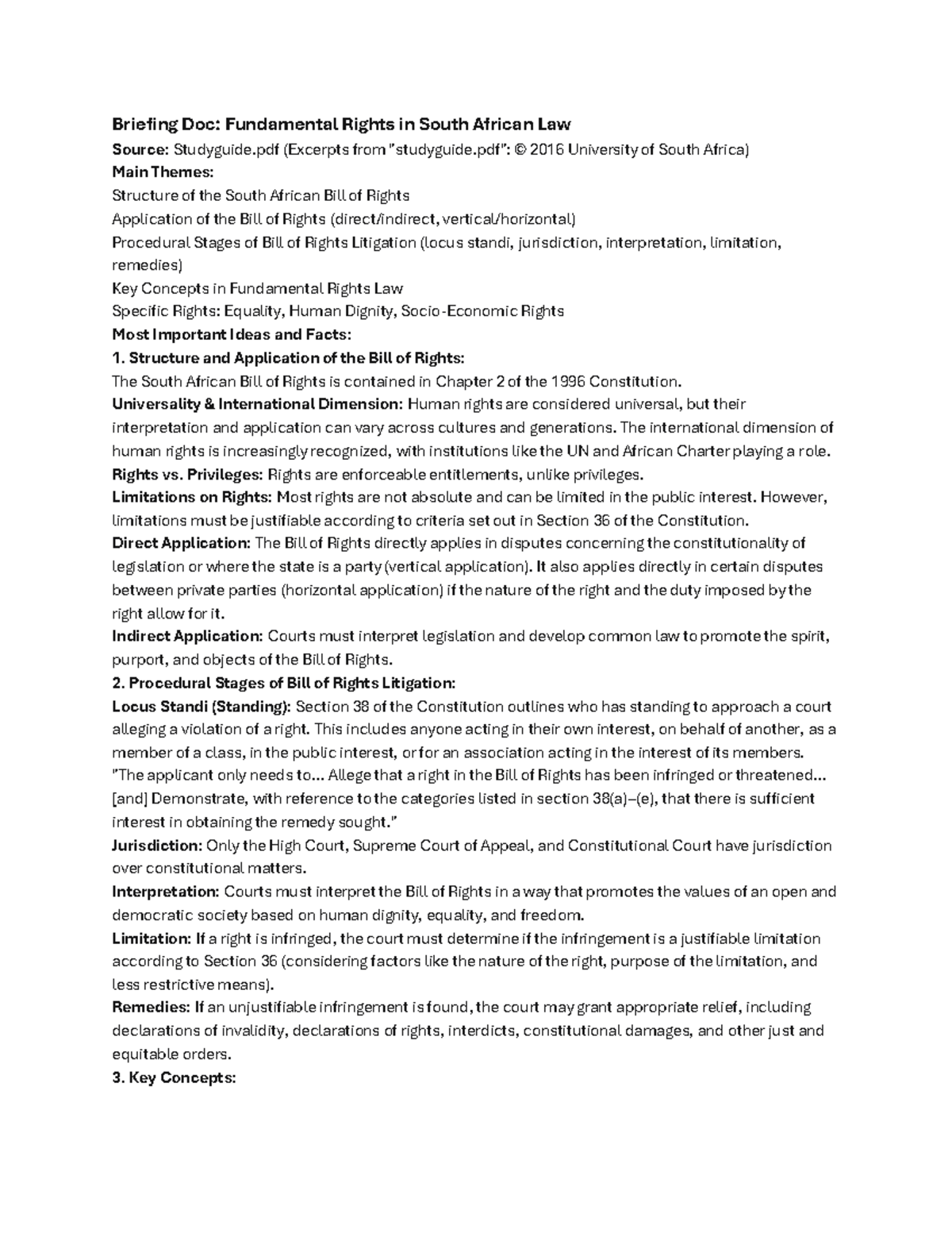FUR2601: Study Guide on Fundamental Rights in SA Law - Studocu