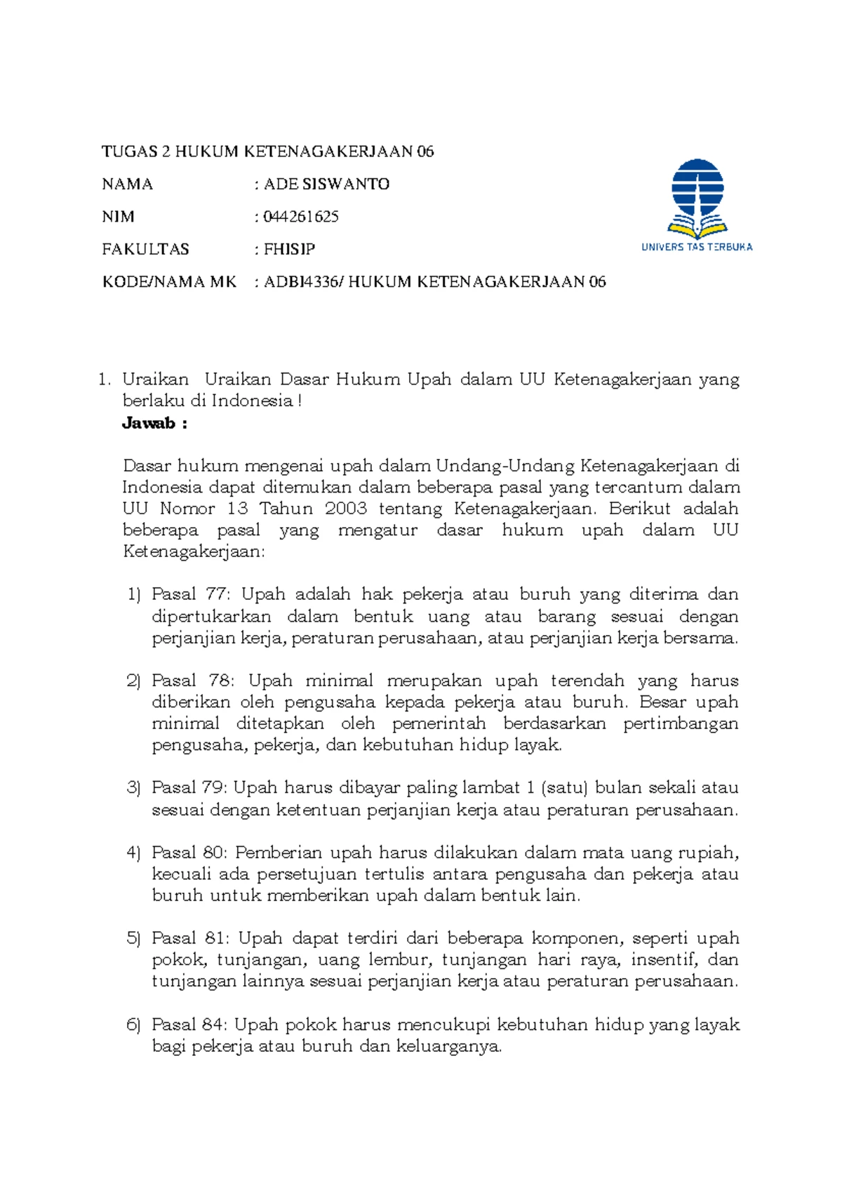 Tugas Tutorial 3: Analisis PHK dan Sengketa di PT Timbel - Hukum Ketenagakerjaan - Studocu