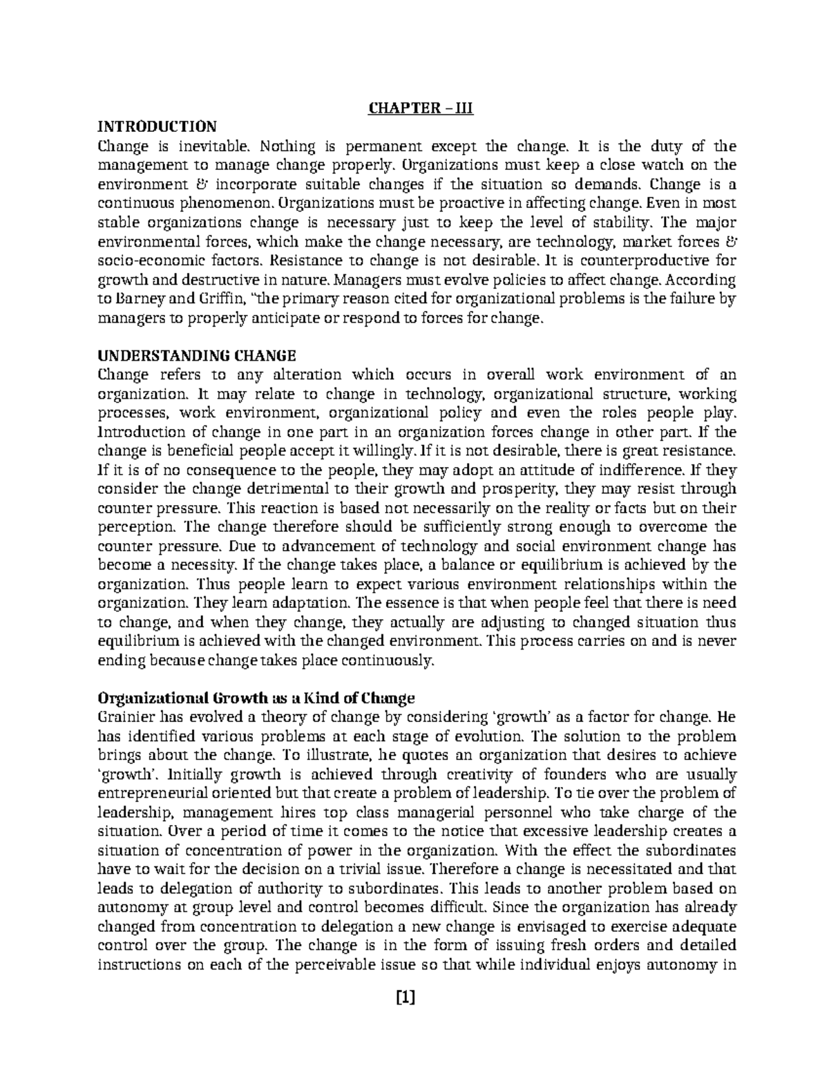 Chapter-III. Change Management - CHAPTER – III INTRODUCTION Change is ...