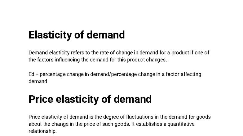 Elasticity of Demand - Class 11 Notes on Price Fluctuations - Studocu
