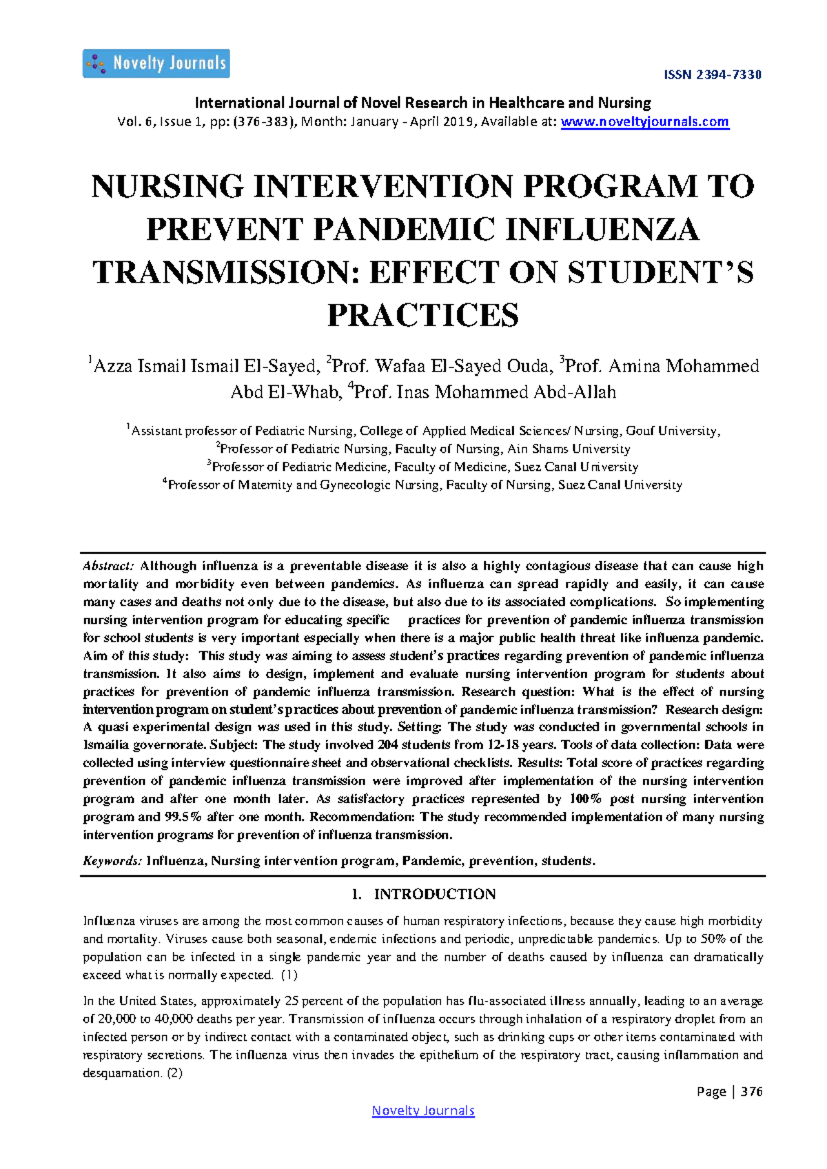 Nursing Intervention Program-1687: Impact on Student Practices Against ...