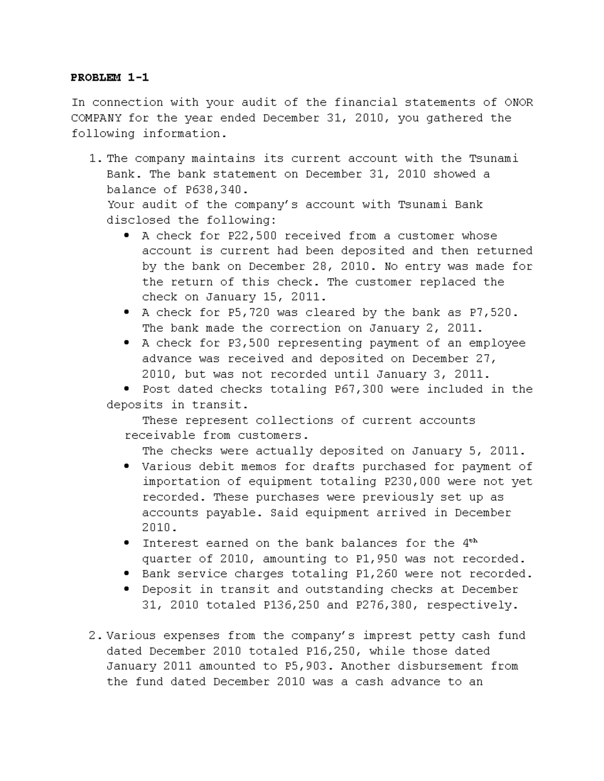 Audit of Cash - A1 Financial Adjustments & Reconciliations Analysis ...