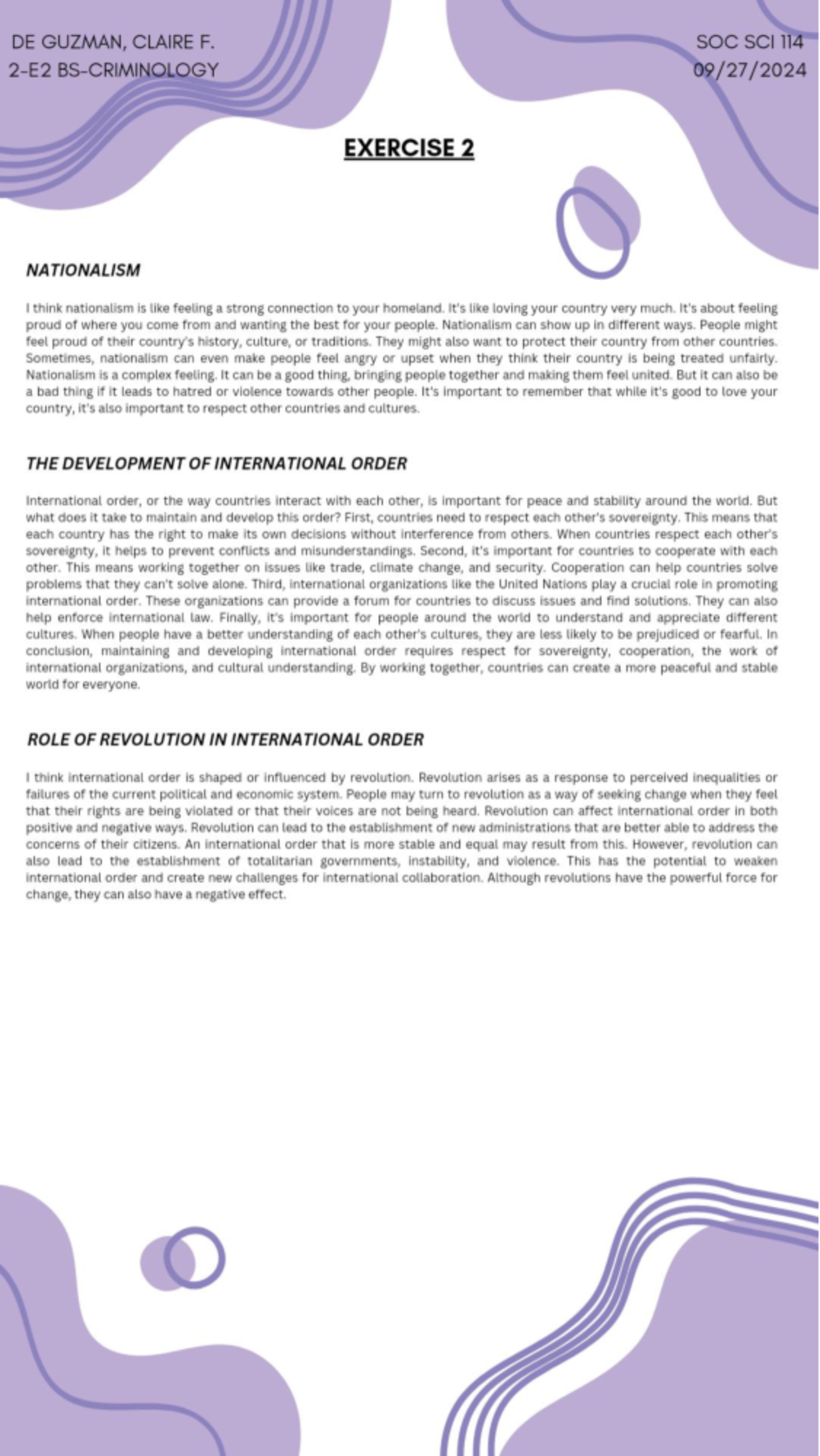 M3 Exercise 2 - SOC SCI 114 - DE GUZMAN, CLAIRE F. 2-E2 BS-CRIMINOLOGY ...