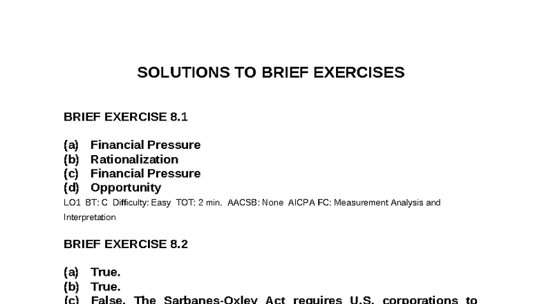 Solutions TO Brief Exercises Chapter 8 - SOLUTIONS TO BRIEF EXERCISES ...