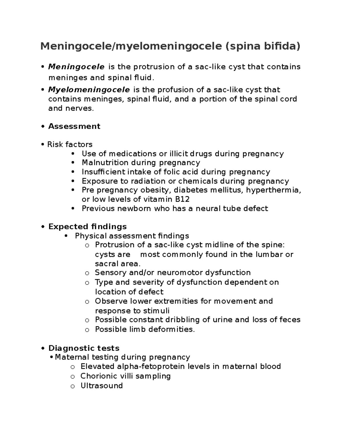 Meningocele - Spina bifida - Meningocele/myelomeningocele (spina bifida ...