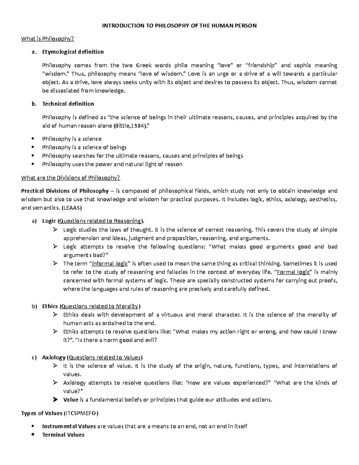 IPHP Q1 Module 1 Philosophy of the Human Person Reviewer - Studocu