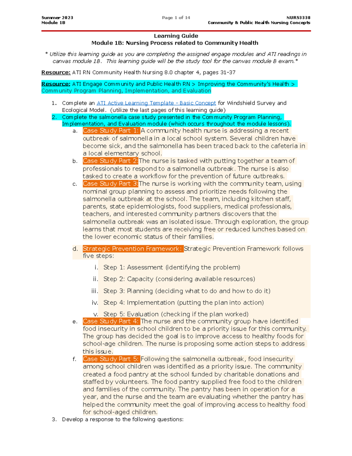 CPH Module 1B Learning Guide: Community Health Nursing Concepts - Studocu