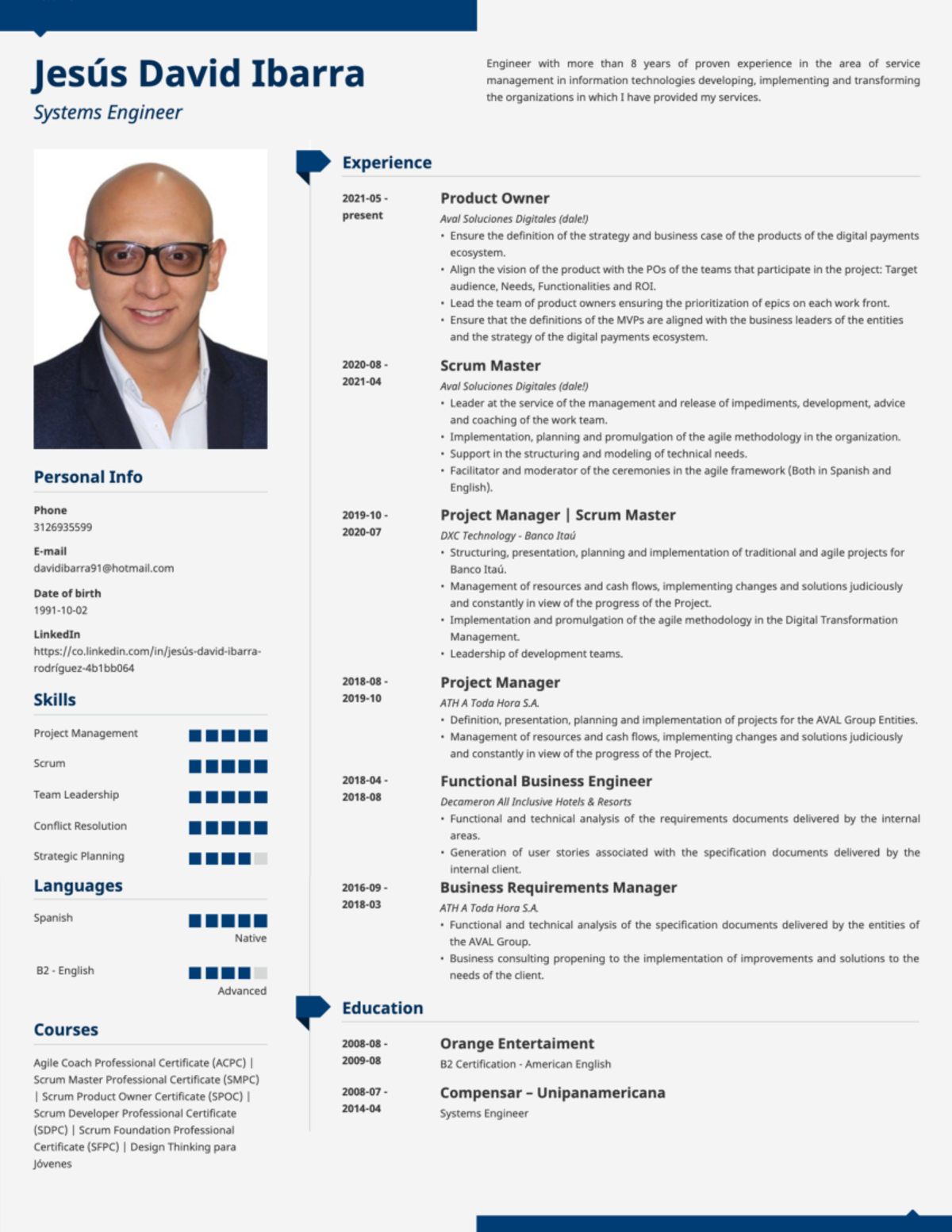 CV - Jesus David Ibarra Rodriguez - IBARRA RODRIGUEZ JESÚS DAVID Personal Data Birthplace ...