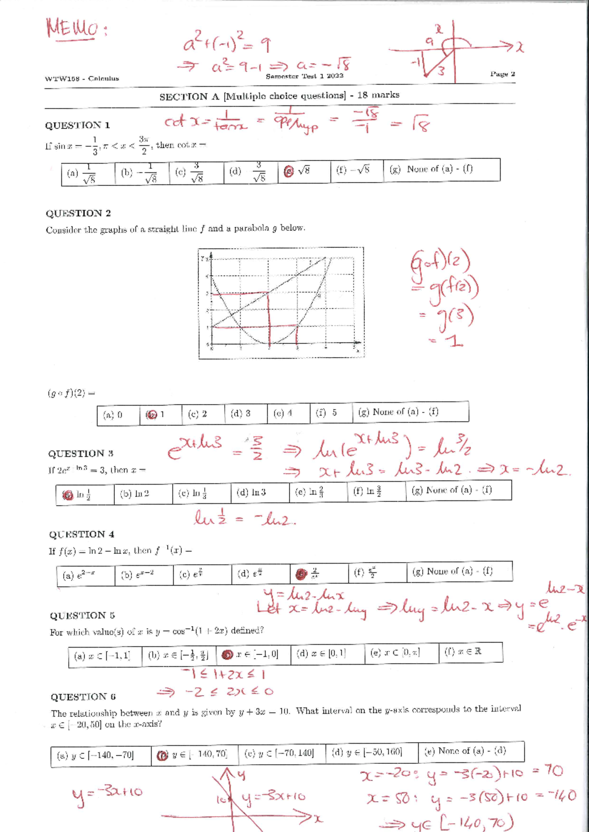 Memo ST1 - WTW 158 ST1 paper and memo - WTW 158 - Studocu