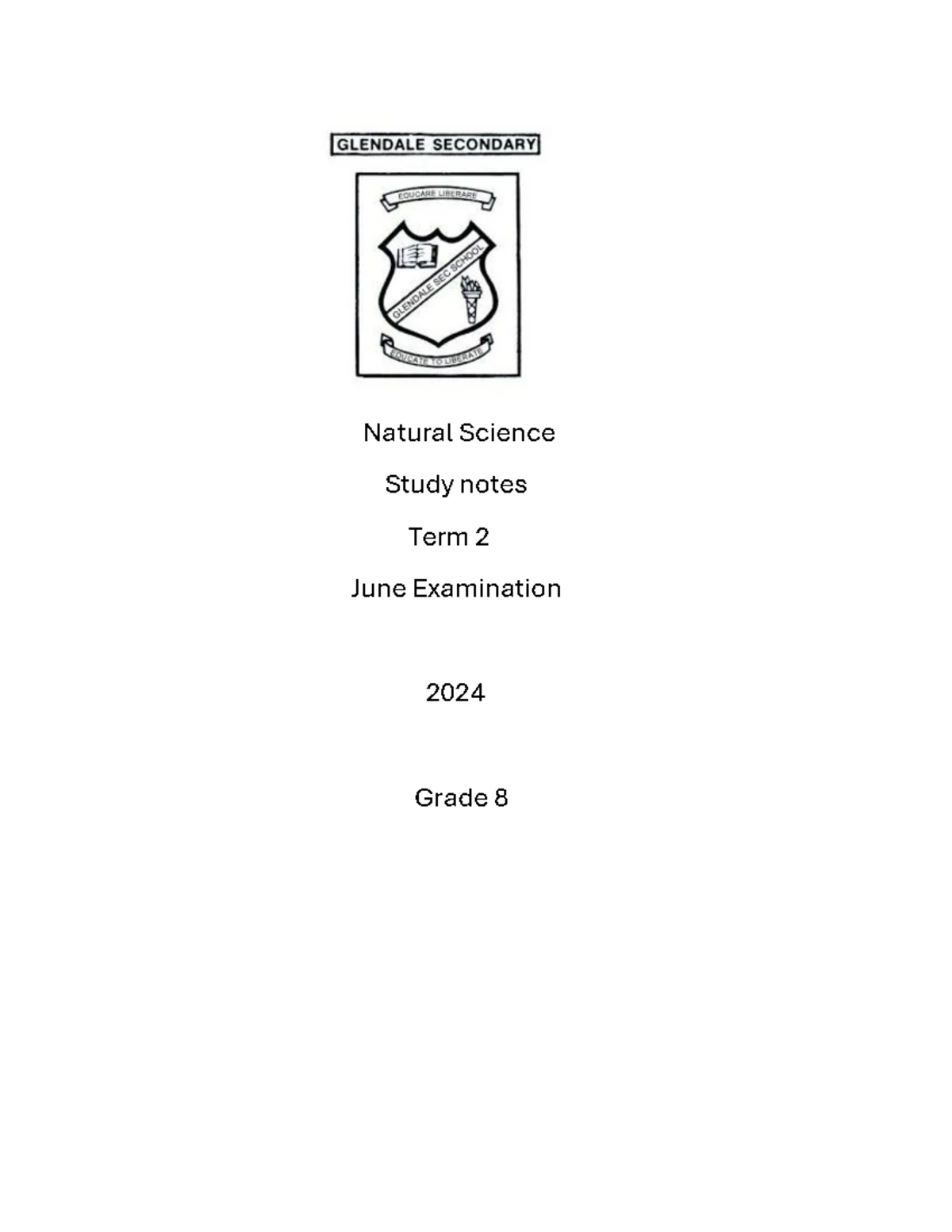 Natural Sciences Grade 8 Revision Booklet: Term 1 & 2 Exam Prep - Studocu