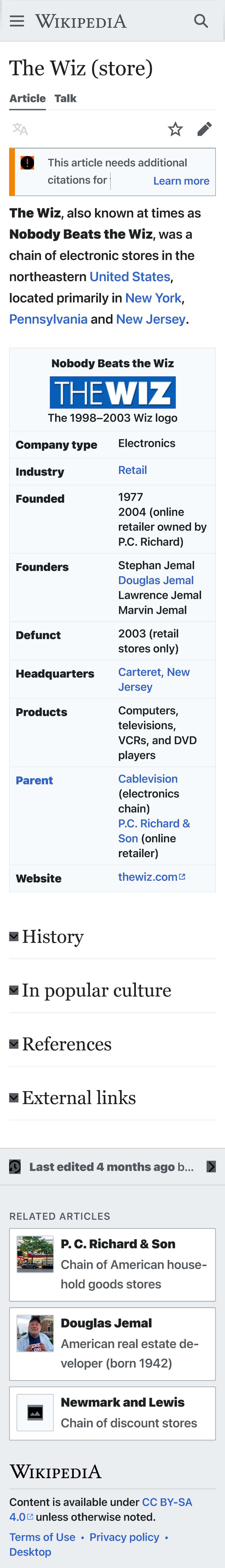 The Wiz Store: History and Influence in Electronics Retail - Studocu