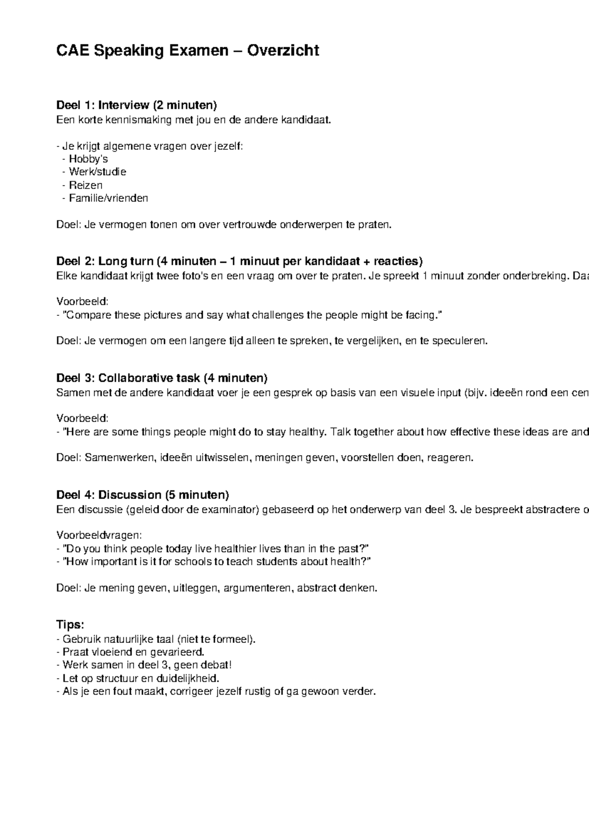 CAE Speaking Exam Overview: Structure and Tips for Success - Studeersnel