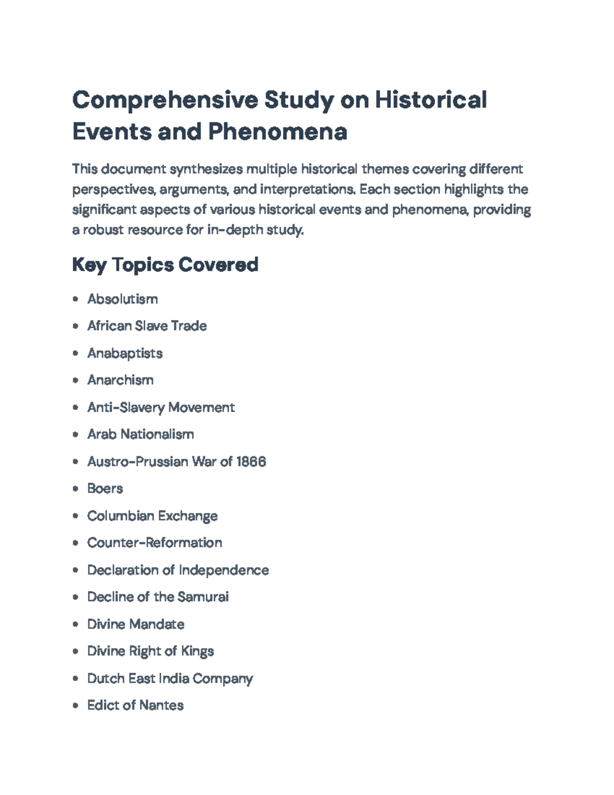 Comprehensive Historical Themes Study: Events and Perspectives ...