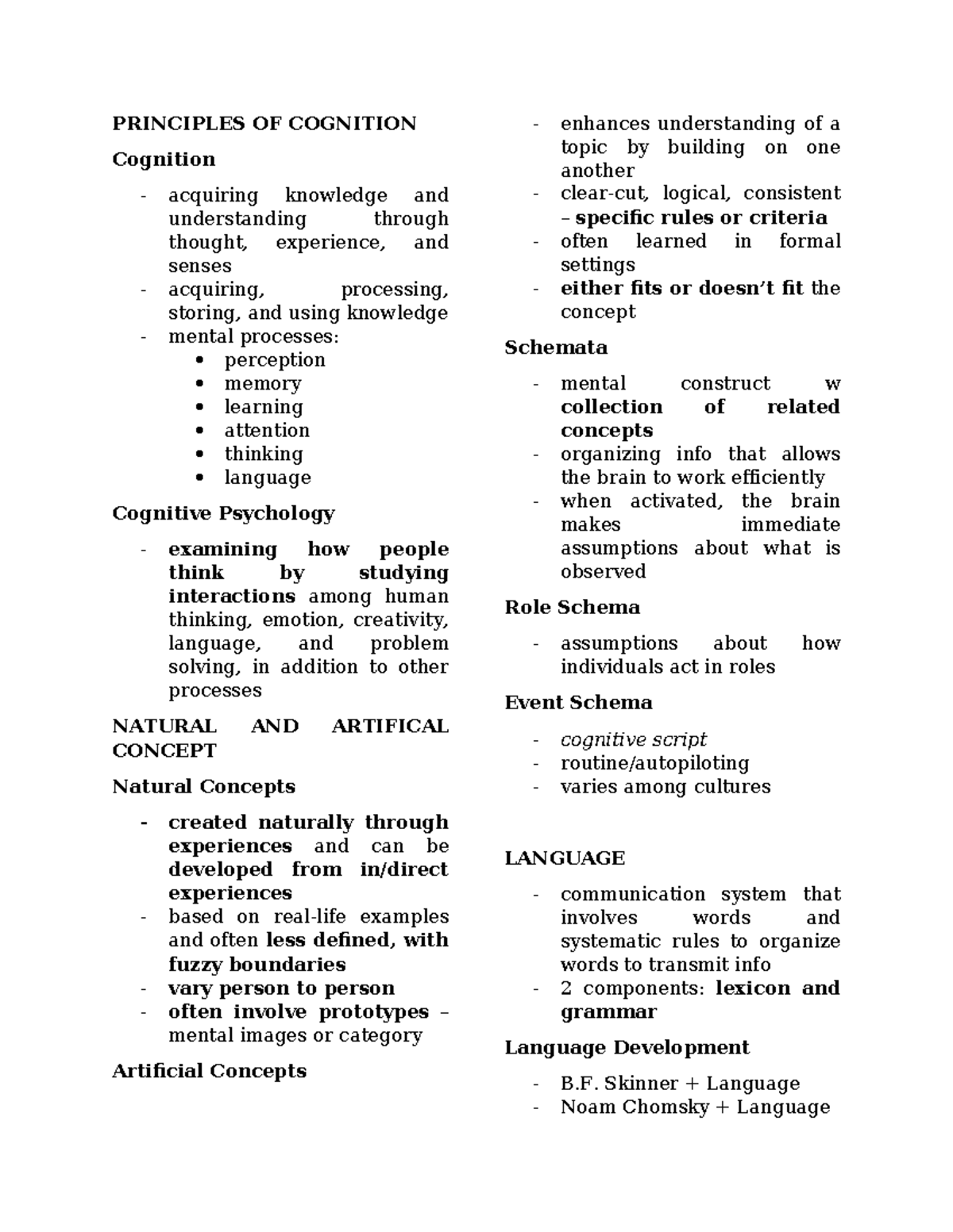 Cogpsy - Lecture Notes on Cognitive Psychology Principles - Studocu