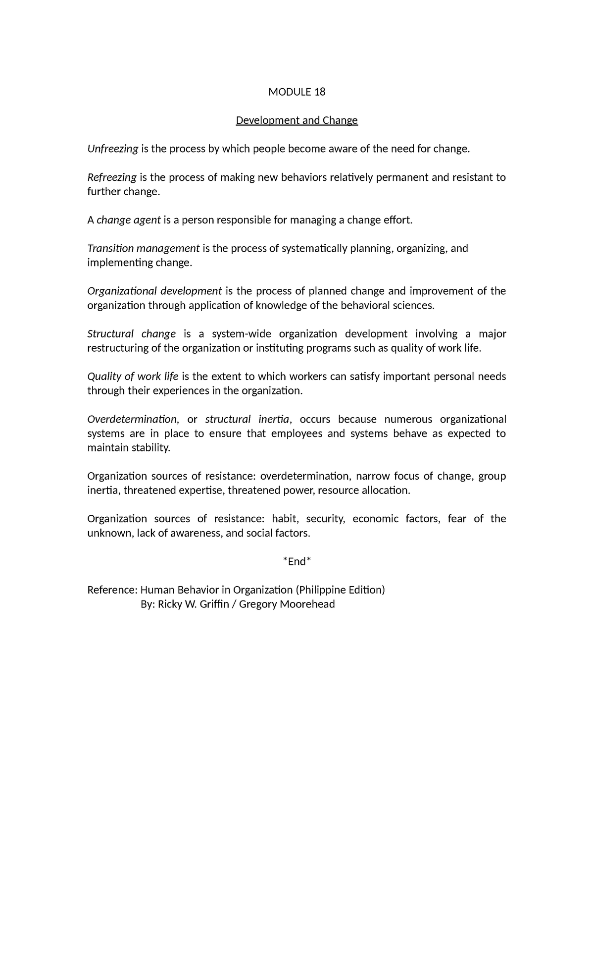 Pr E1-Module 18: Change Management & Organizational Development Lecture ...