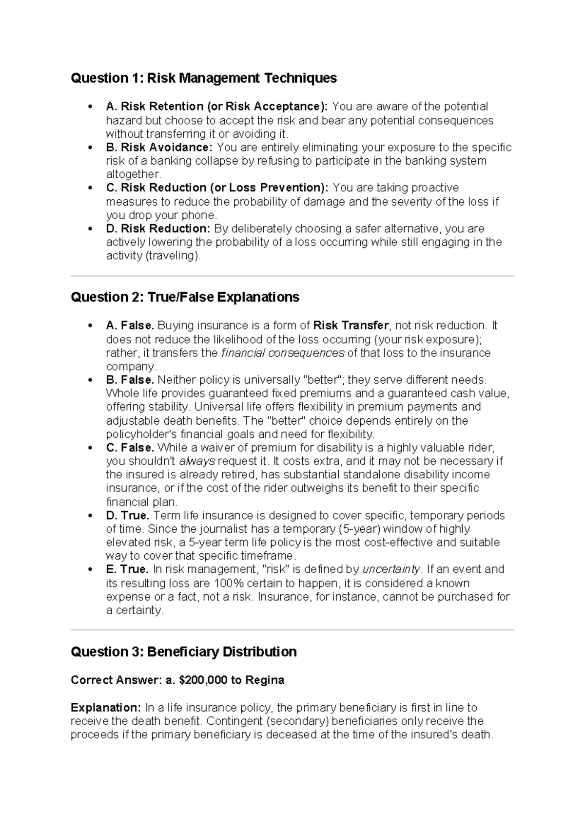Week 8 ASM: Risk Management Techniques and Explanations - Studocu