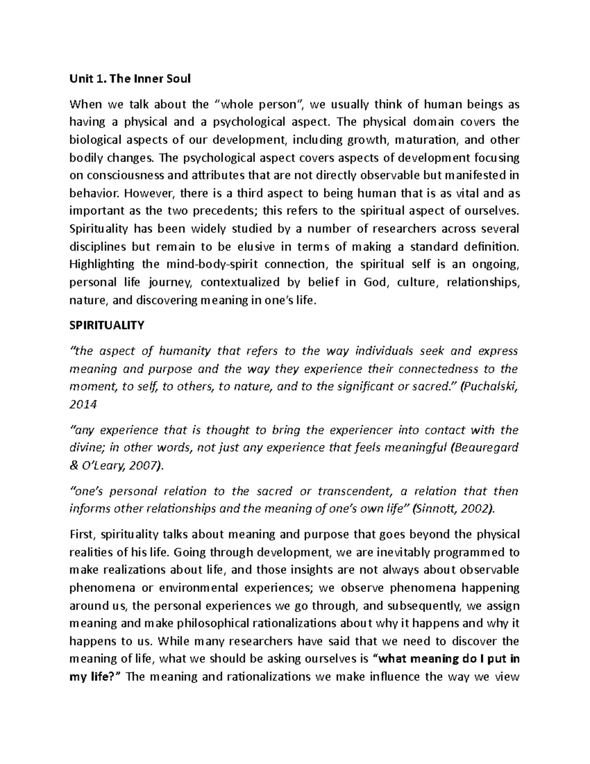 Module 9 THE Spiritual SELF - GE 1- UNDERSTANDING THE SELF I. Lesson ...