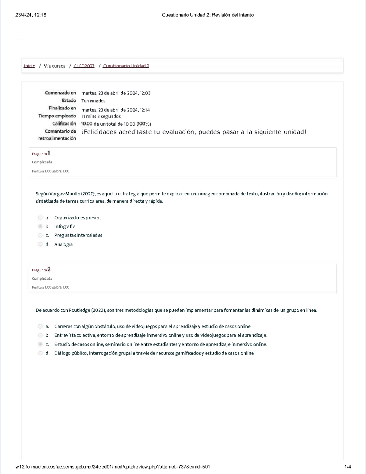 Cuestionario Unidad 2: Manejo del Lenguaje y Cultura Digital - CLCD2023 ...