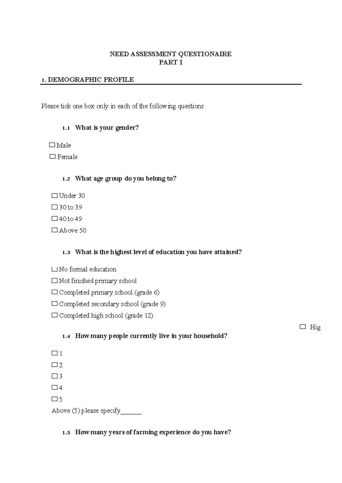 Extension Needs Assessment Survey: Comprehensive Questionnaire Guide ...