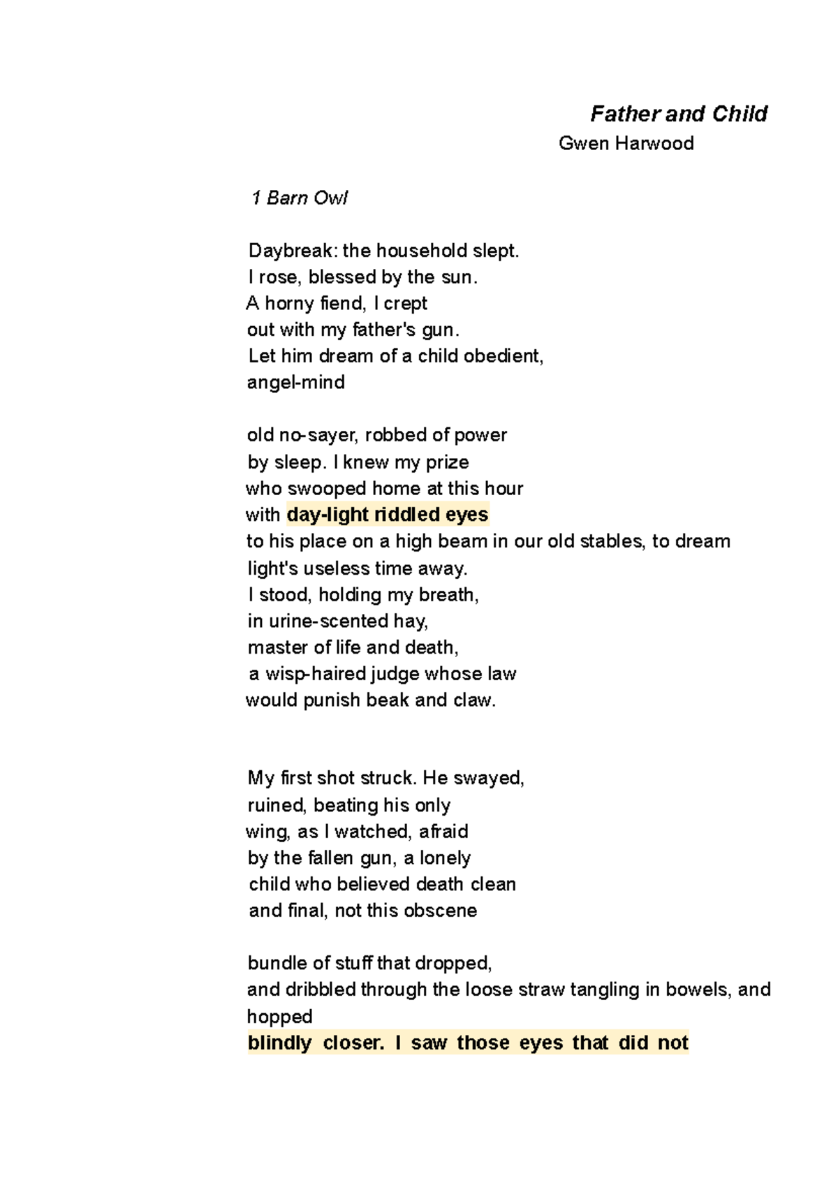 Father and Child by Gwen Harwood: A Poetic Exploration of Life and ...