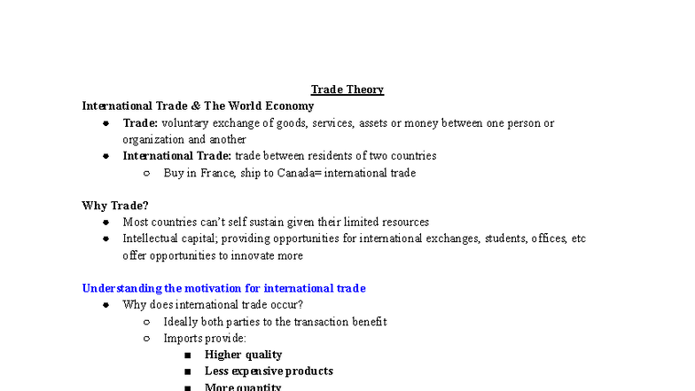 MGCR 382 International Trade Theory Quiz Prep Notes - Studocu