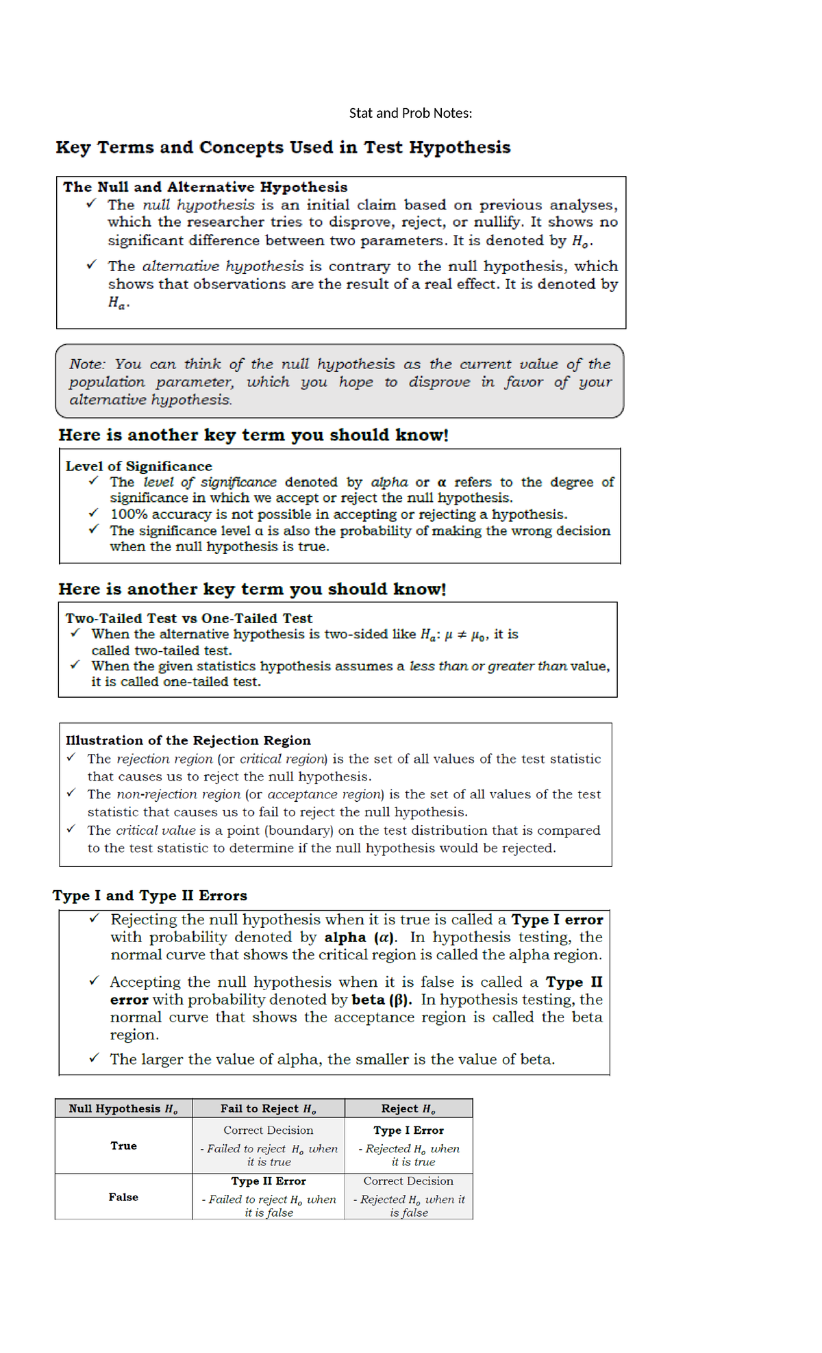 Probabilty and Statistics - Stat and Prob Notes: Key Terms and Concepts ...