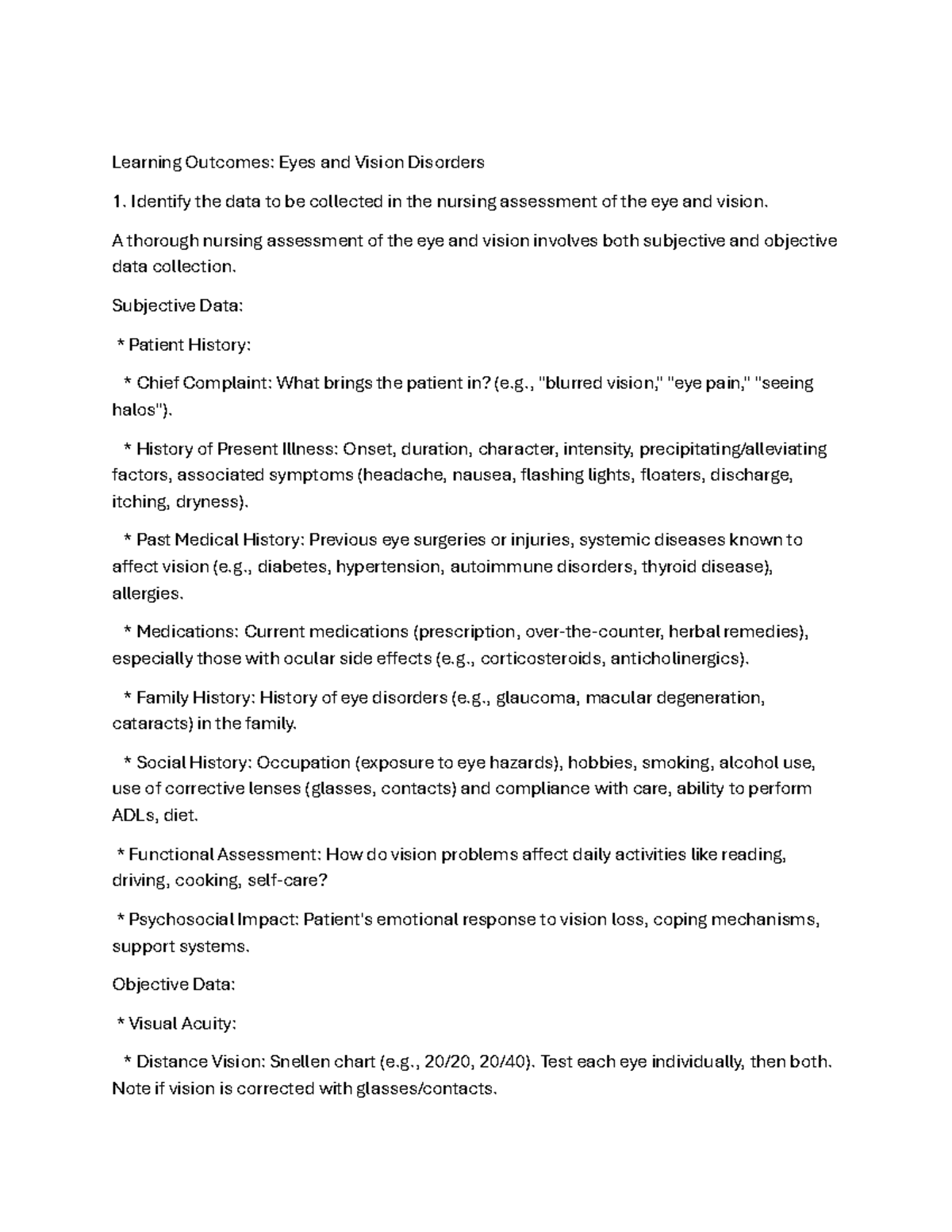 Nursing Assessment and Care for Eyes and Vision Disorders (NUR 101 ...