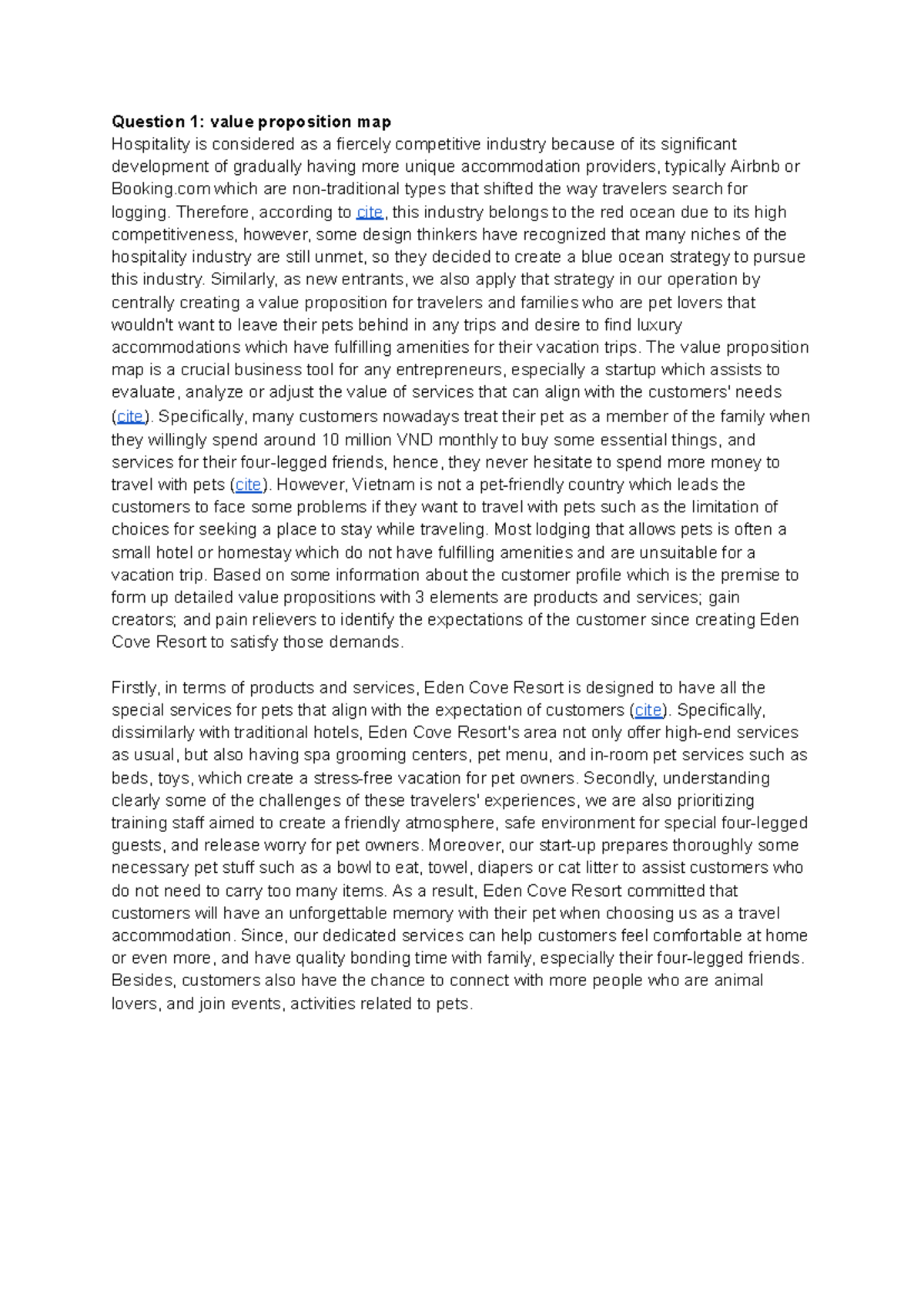 Value Proposition Map for Pet-Friendly Luxury Accommodations in ...