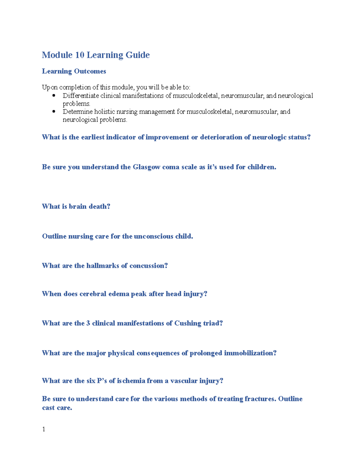 NURS 3574 Module 10 Learning Guide - Module 10 Learning Guide Learning ...