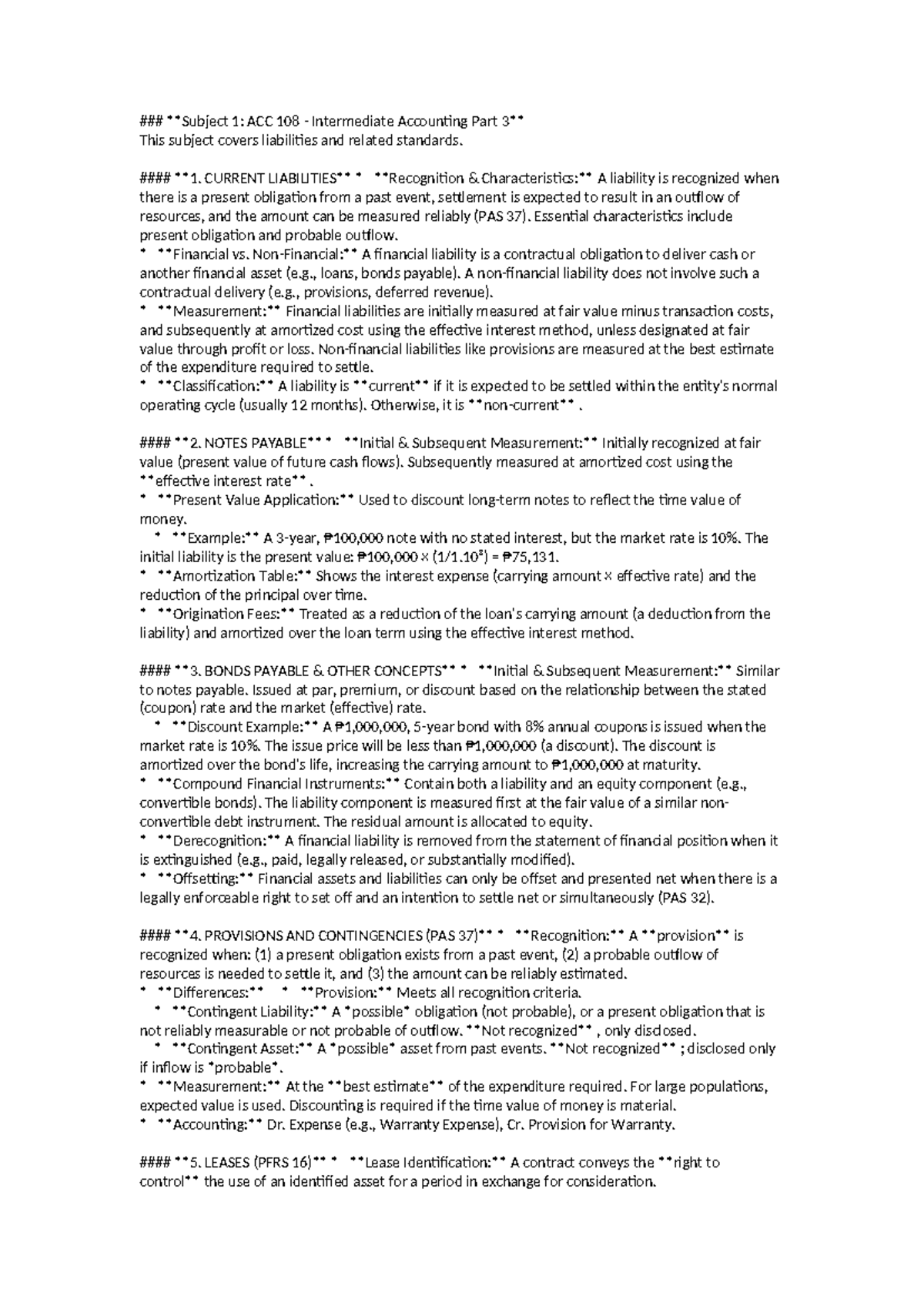 ACC 108 Intermediate Accounting Part 3: Comprehensive Reviewer ...