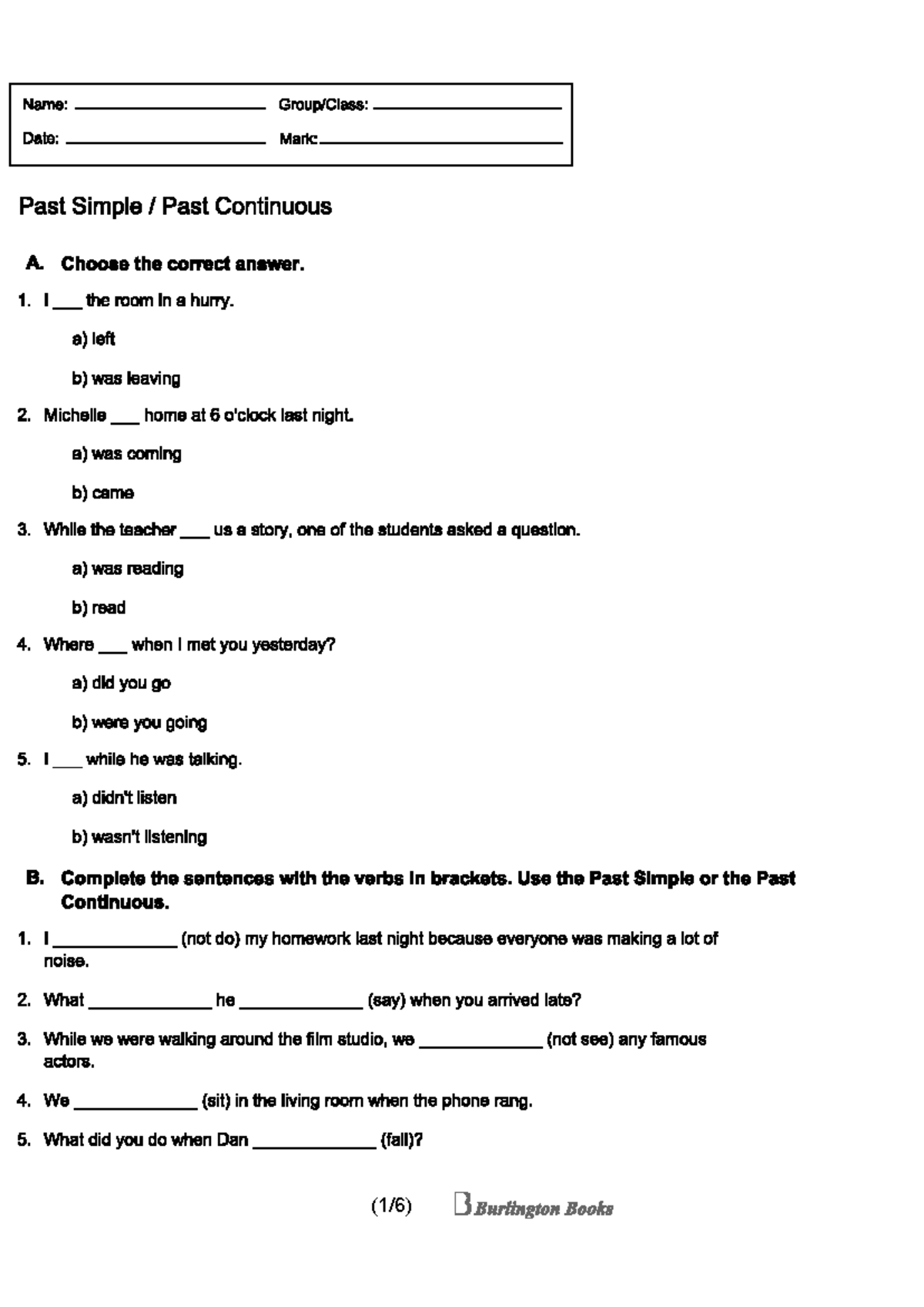 Past Simple & Past Continuous Practice - 4 ESO English in Use ...