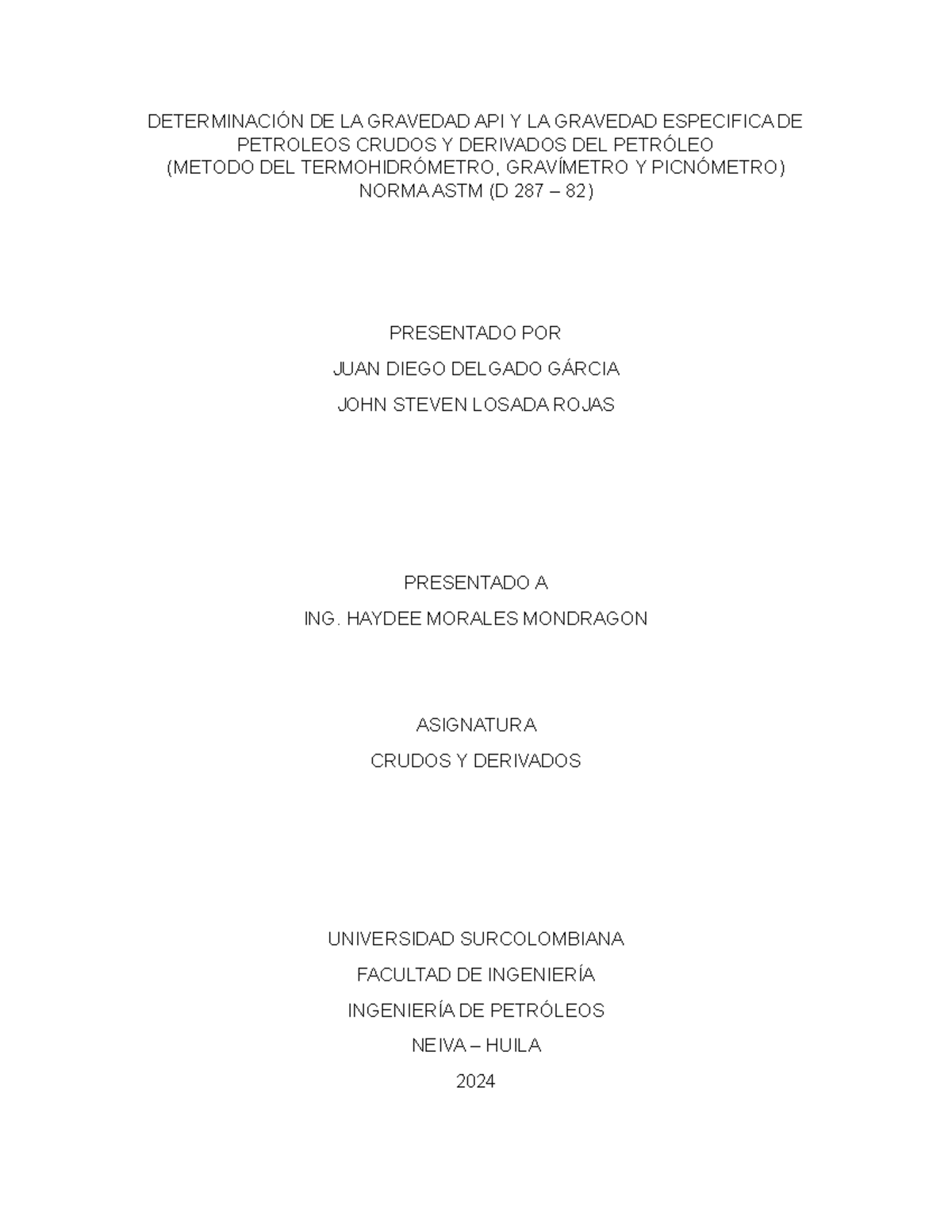 Determinación de Gravedad API y Específica en Petróleos CRUDOS Y ...
