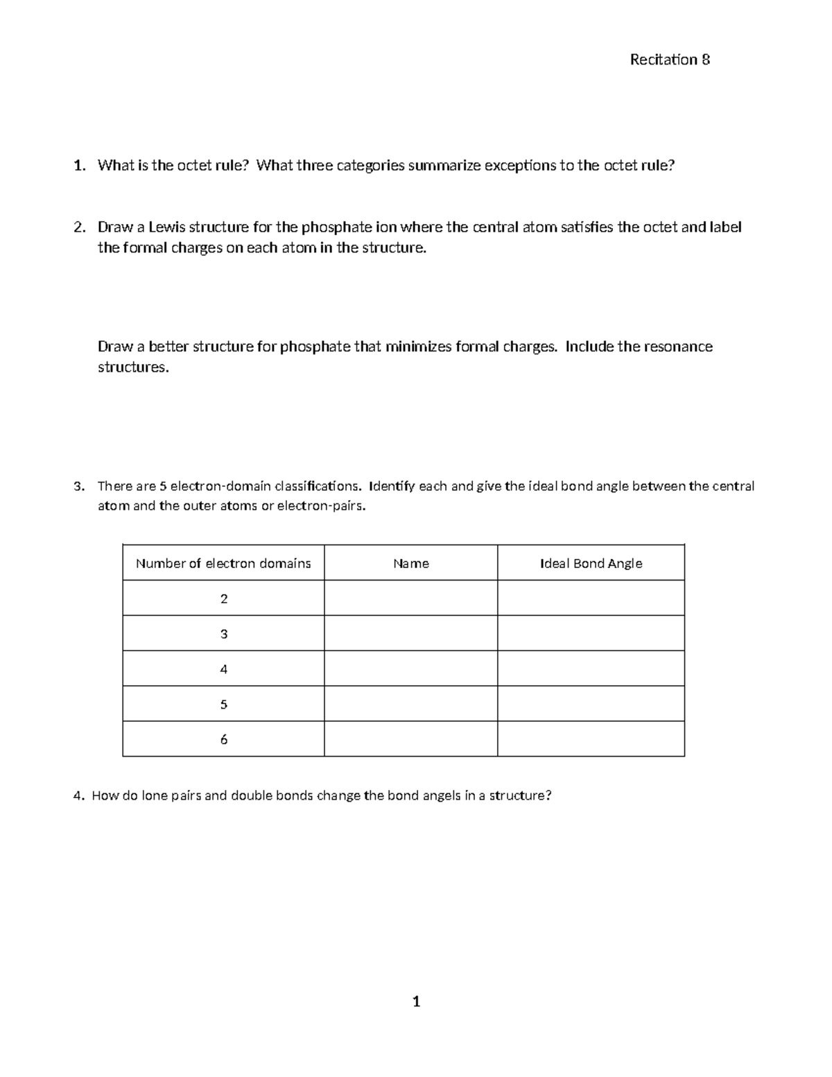 Week 8 R-8 Exam Review: Octet Rule, Lewis Structures & Bonding Concepts ...