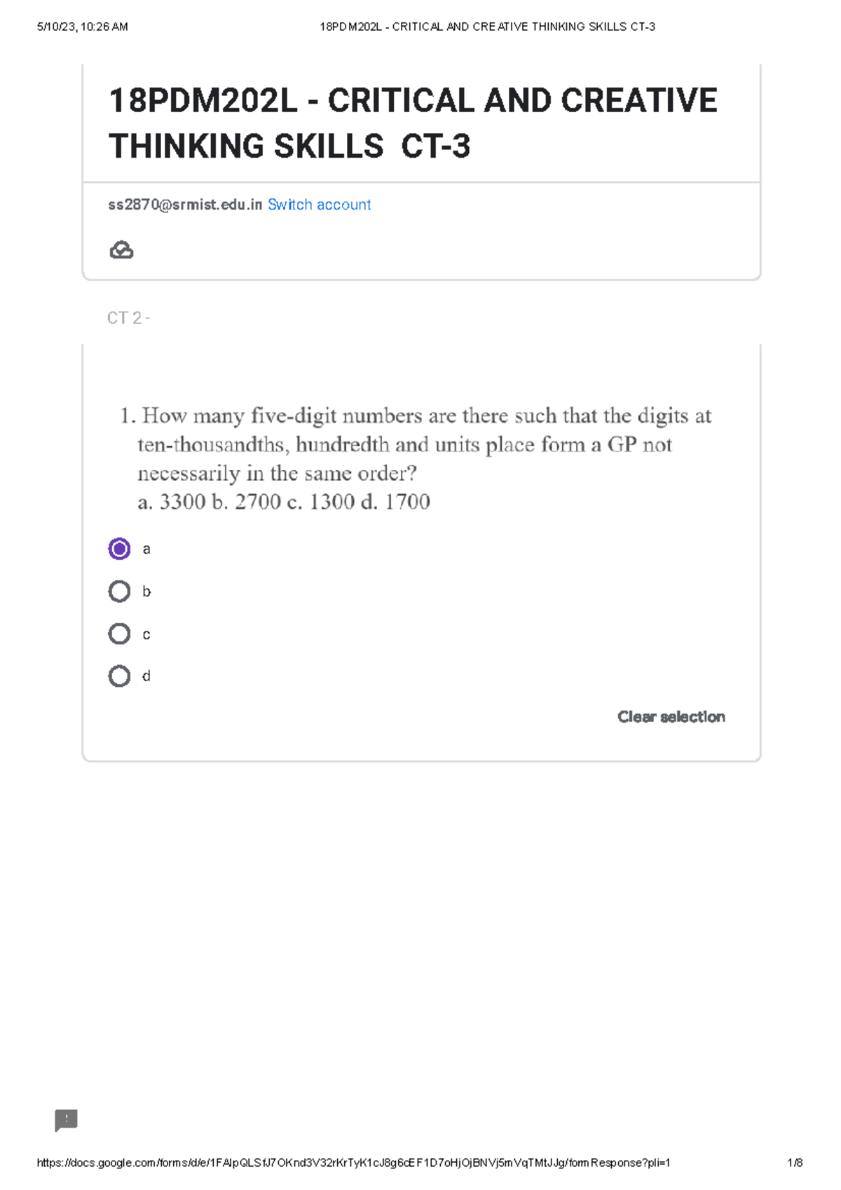 18PDM202L - Critical & Creative Thinking Skills CT-3 Overview - Studocu