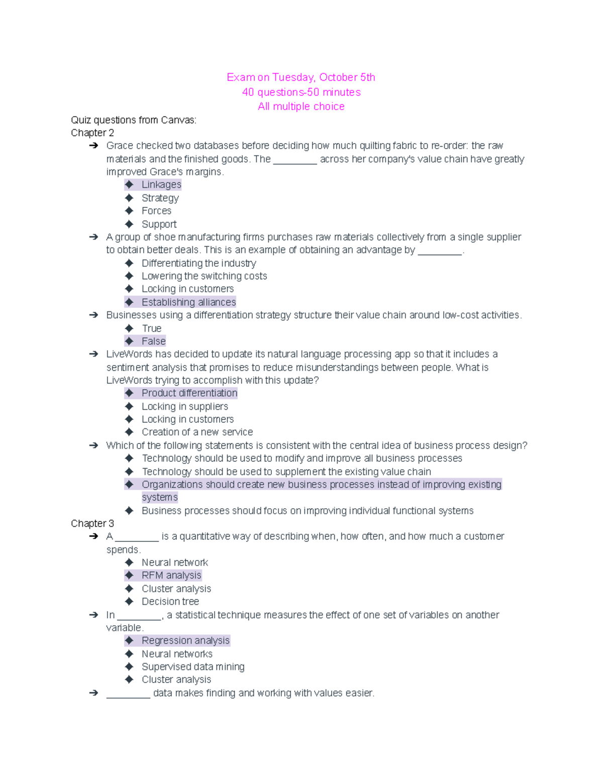 Lecture Exam 1 Notes on Chapter 1- Chapter 5 - Exam on Tuesday, October ...