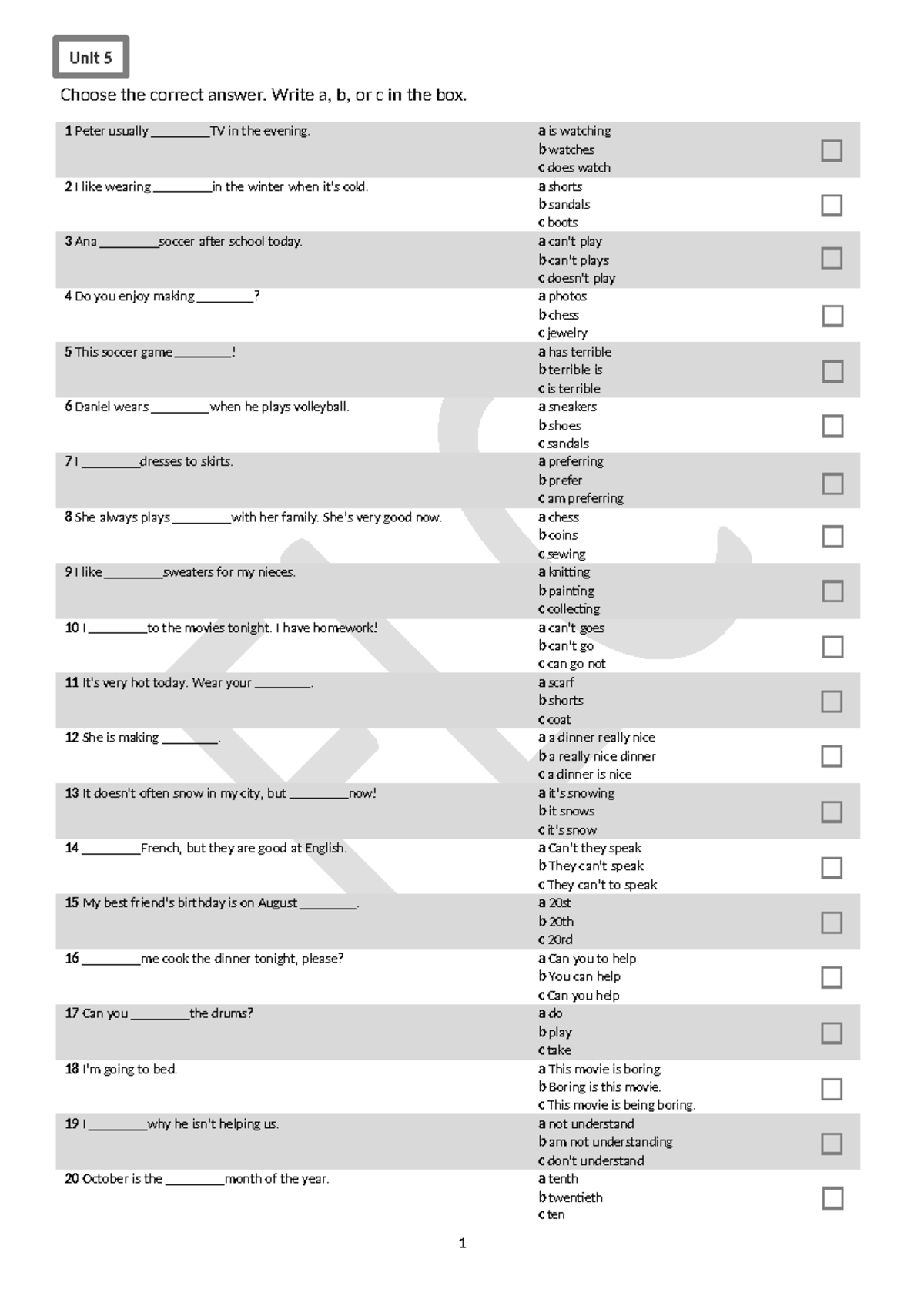 Unit Test U5 - Choose the Correct Answer (Multiple Choice) - Studocu