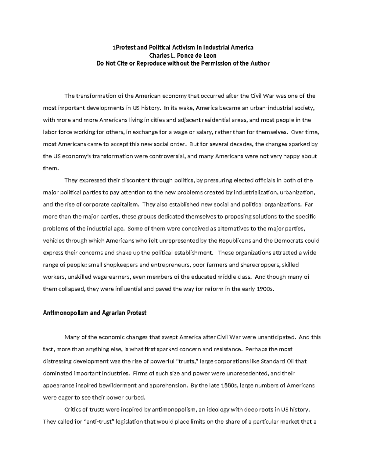 Political Movements and Economic Reforms in Late 19th Century America ...