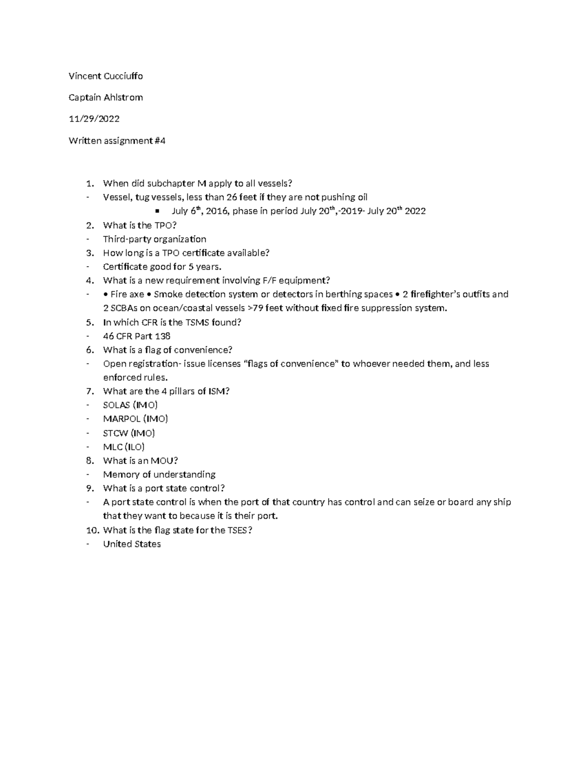 ISM Assignment #4: Key Concepts and Regulations Overview - Studocu