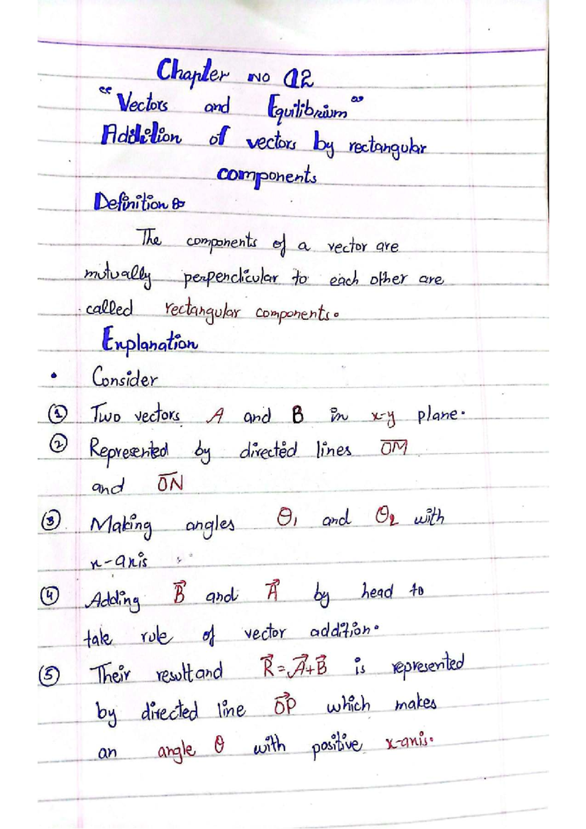 Chapter 12: Addition of Vectors and Rectangular Components (PHY 101 ...