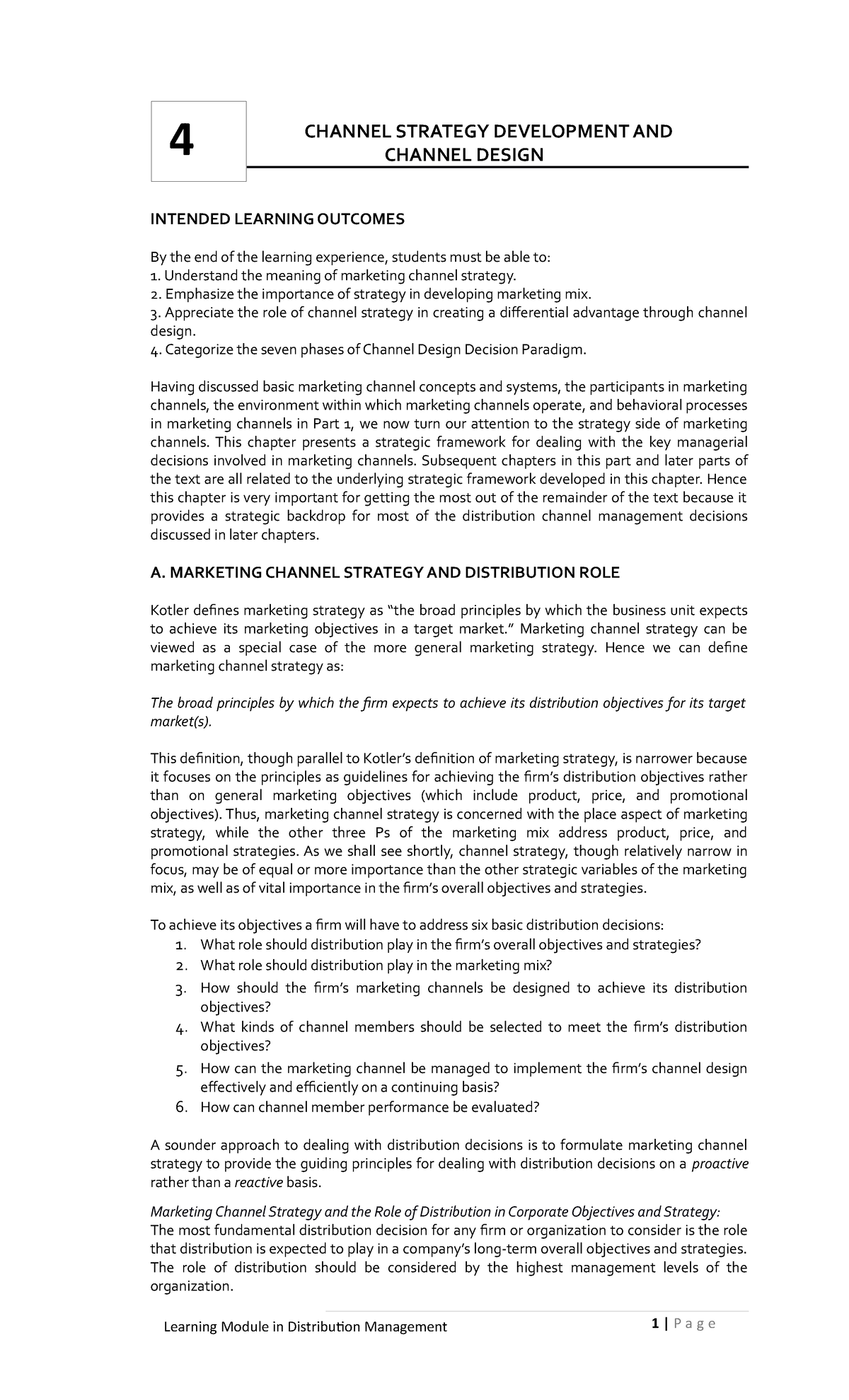 Chapter 04: Channel Strategy Development and Design - Marketing ...