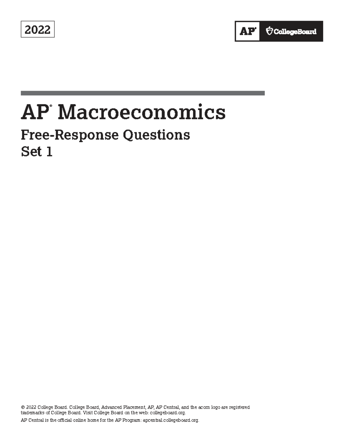 AP22 FRQ Macroeconomics Set 1 - College Board 2022 - Studocu