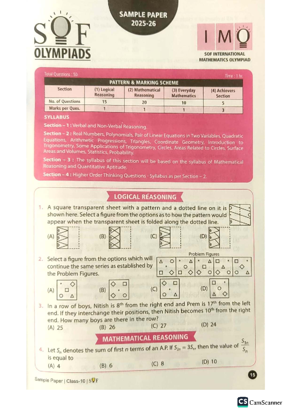 IMO Sample Paper - SOF International Mathematics Olympiad - Studocu
