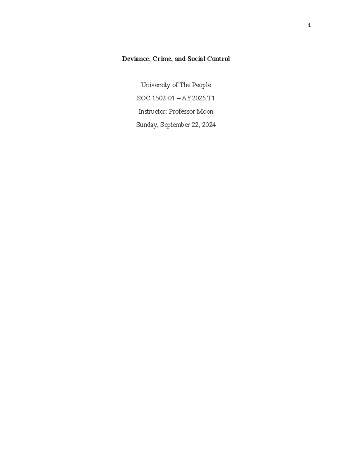 SOC 1502 Discussion on Deviance, Crime, and Social Control Unit 3 - Studocu